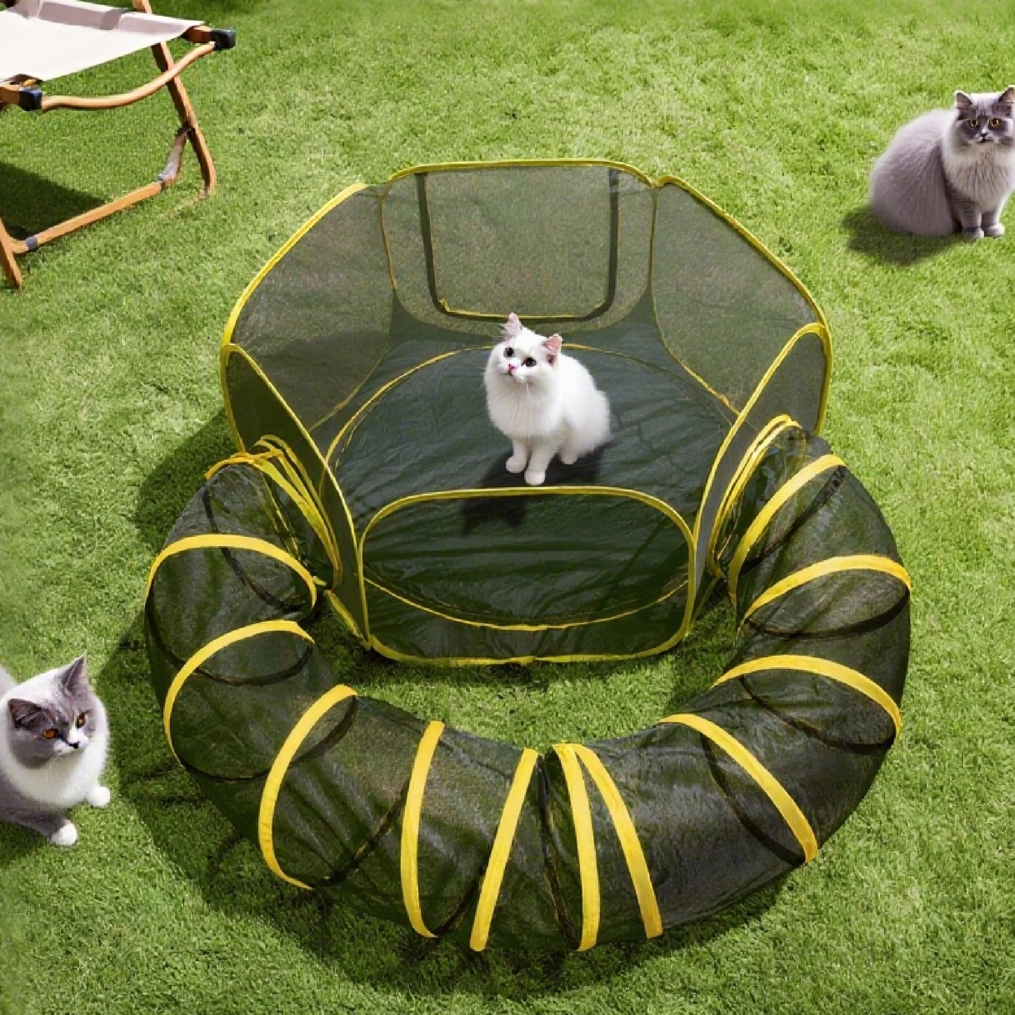 Tucker Murphy Pet™ 2-In-1 Hexagonal Catio Tent & 122" Tunnel Playpen ...