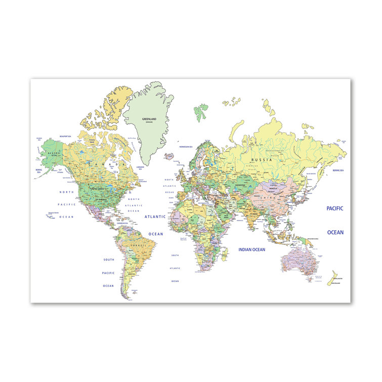 Williston Forge World Map - Wrapped Canvas Art Prints | Wayfair.co.uk
