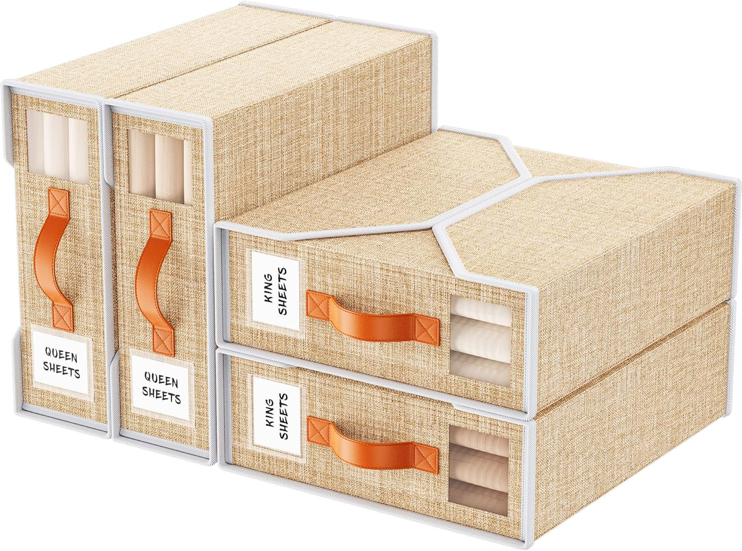 Rebrilliant 4 Pack Sheet Organizers And Storage, Foldable Bed Sheets ...