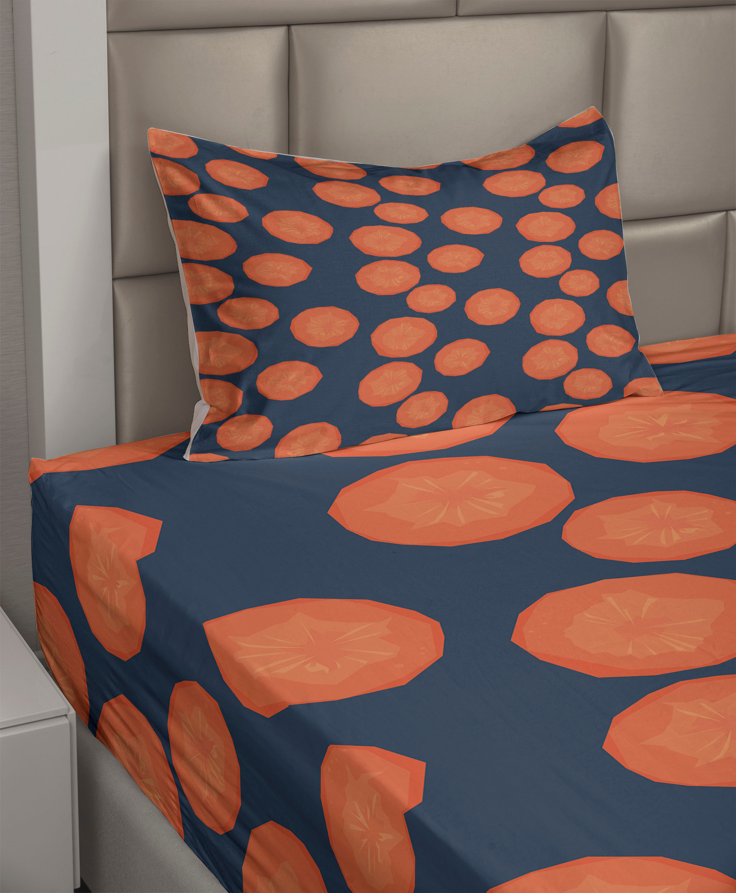 Ambesonne Abstract Sheet SetCartoon Fruit Pattern Art Burnt Sienna and ...