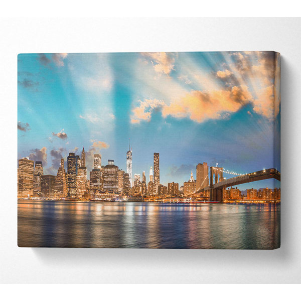 17 Stories New York Deep Blue Skies - Wrapped Canvas Photograph ...