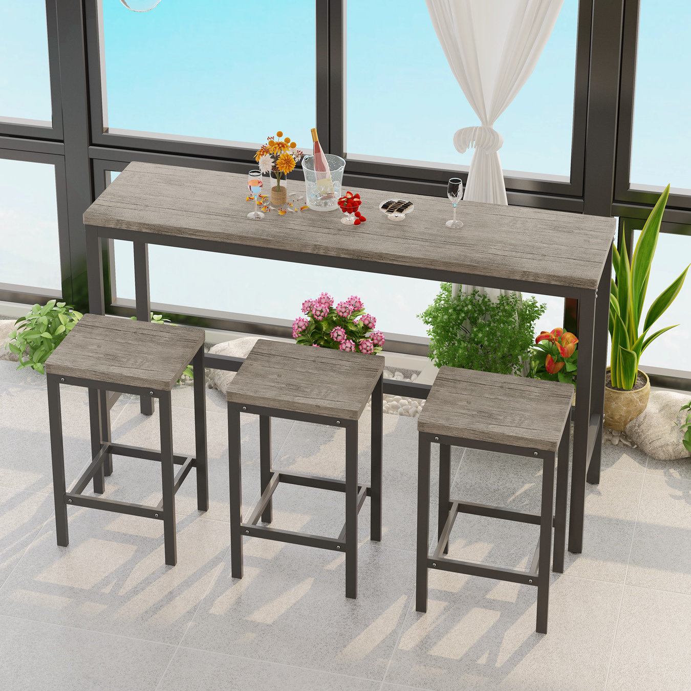 Ebern Designs Kitchen Dining Table,Pub Table,Long Dining Table Set With ...