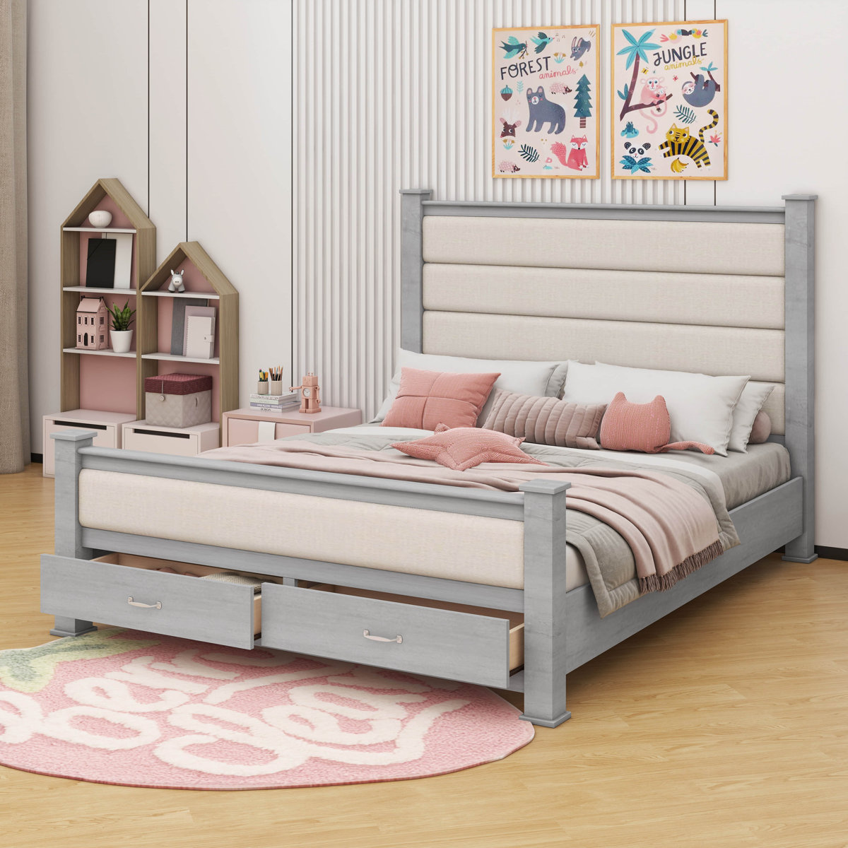 Latitude Run® Queen-Sized Platform Bed With Wooden Frame, Boasting A ...