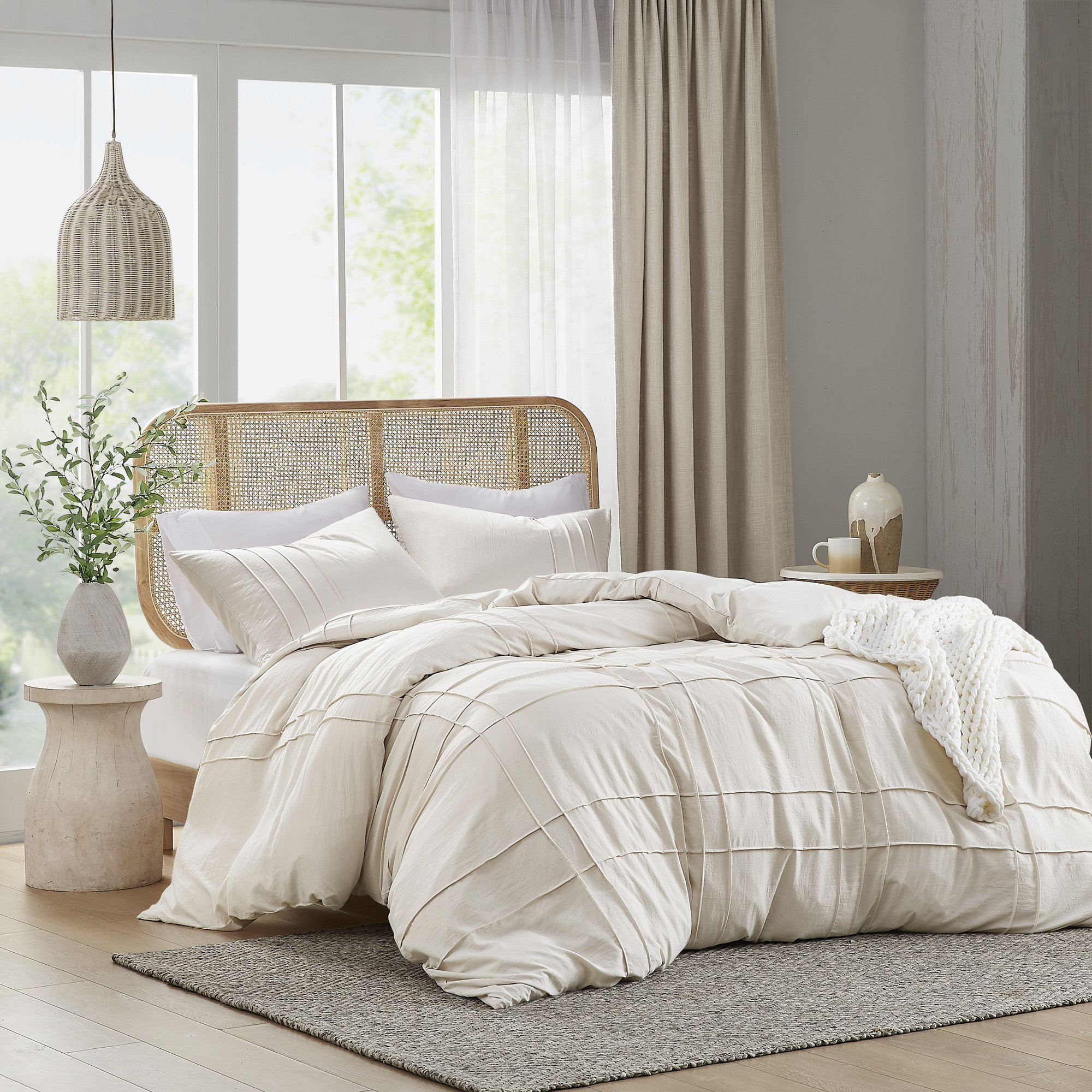 510 Design Harris Soft Washed Pinch Pleated Modern Duvet Cover Set ...