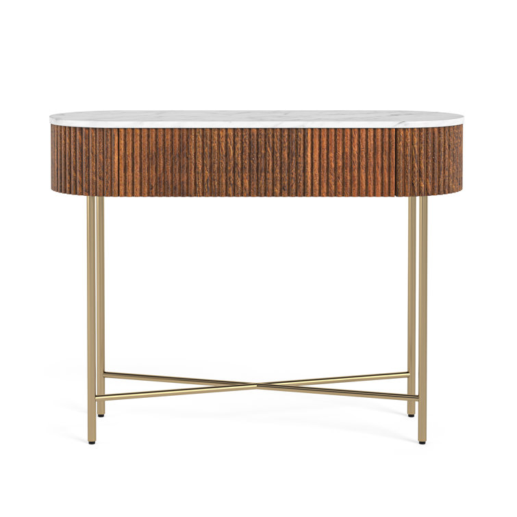 Canora Grey Clara Warm Oak Fluted Console Table with Drawer | Wayfair.co.uk