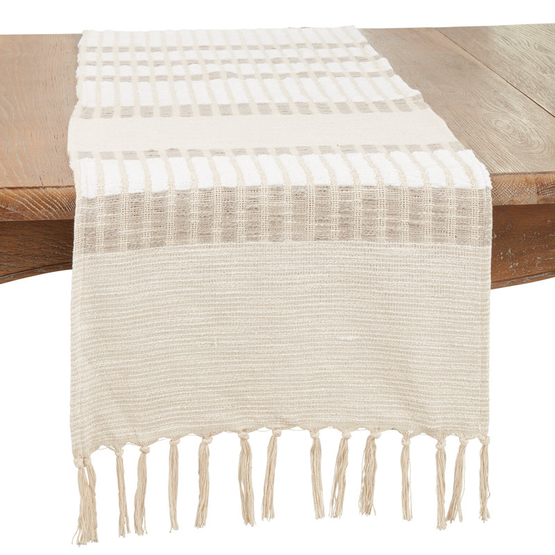 Saro Earthy Tones Stripe Table Runner | Wayfair