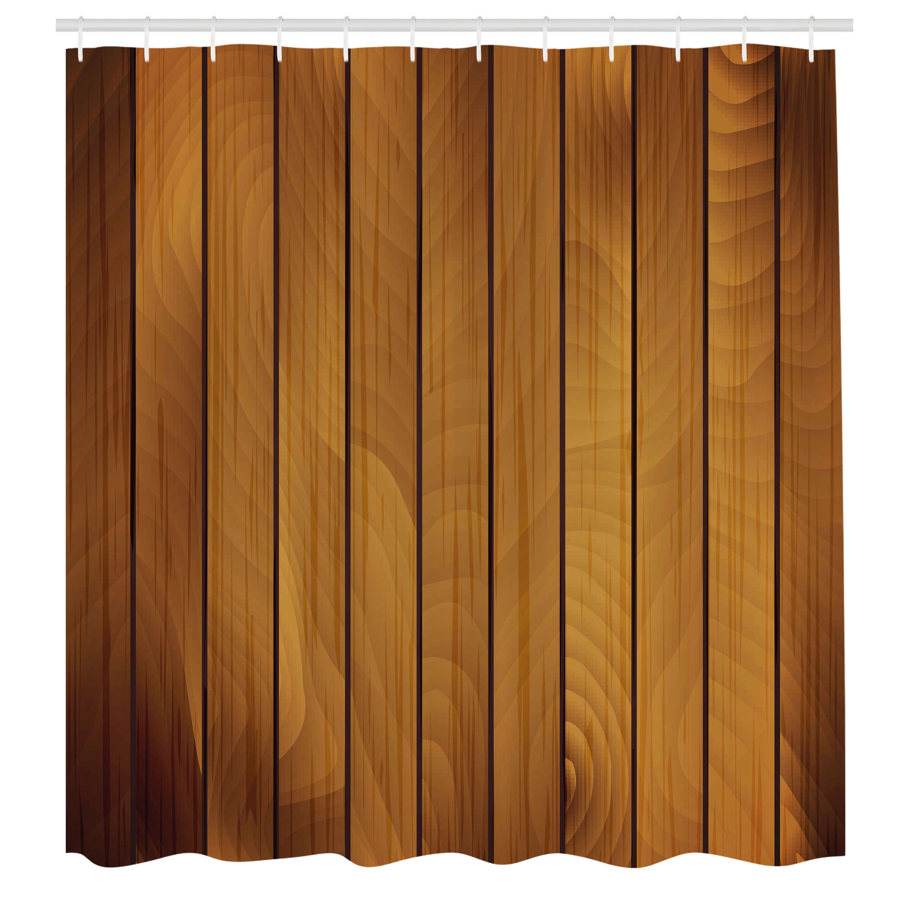 East Urban Home Brown Shower Curtain Wooden Plank Print Timber Dark ...