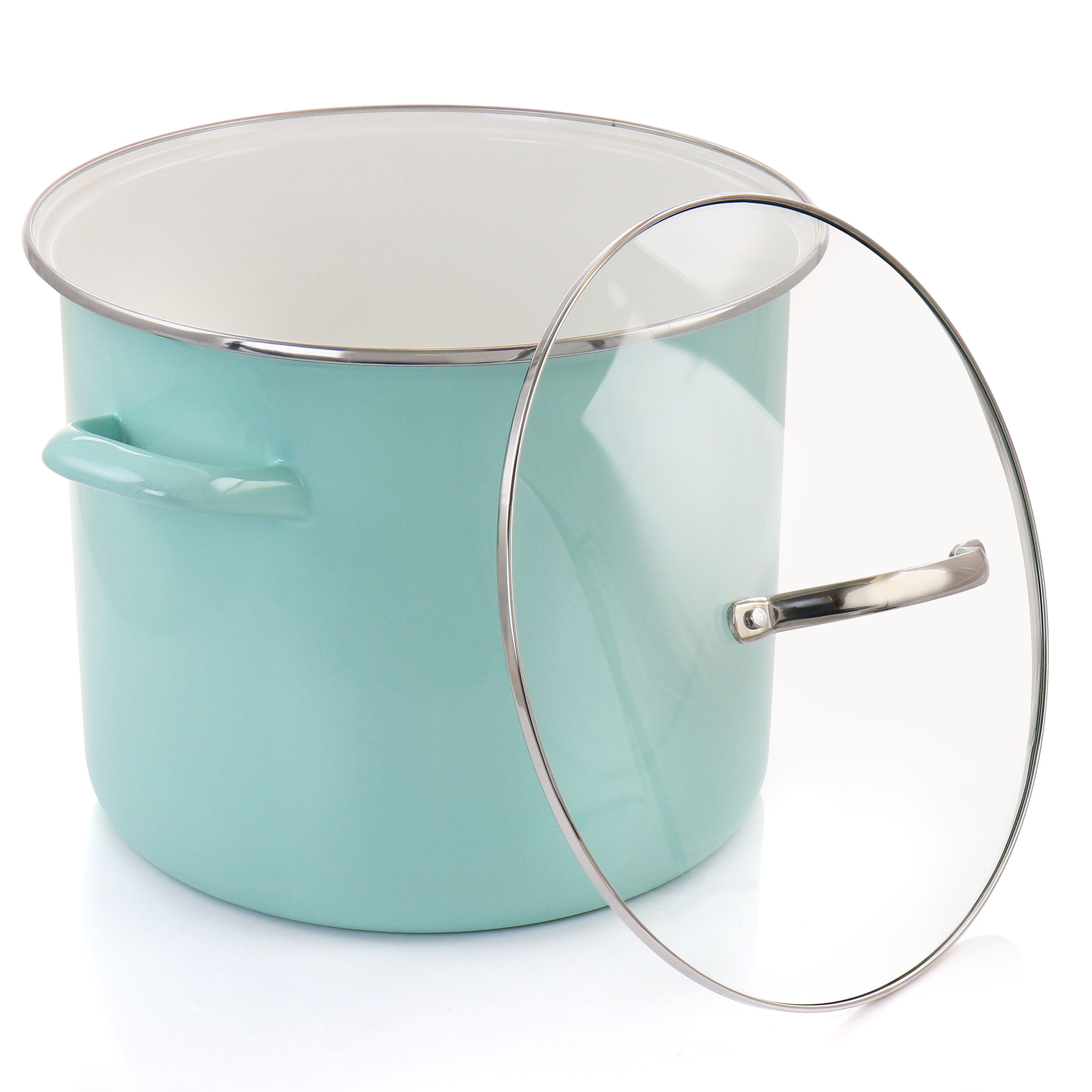 Martha Stewart 12 Quart Enamel On Steel Stock Pot with Glass Lid in ...