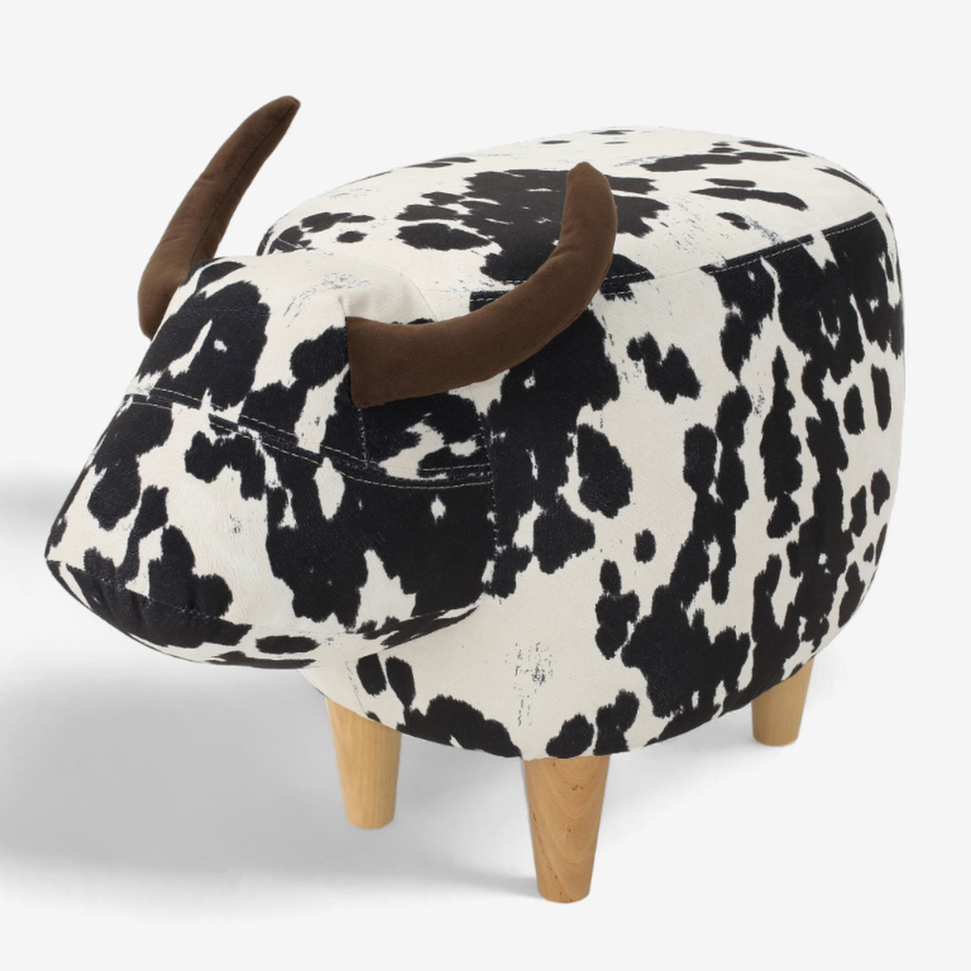 Redwood Rover Black And White Velvet Cow-shaped Ottoman, Stylish And ...
