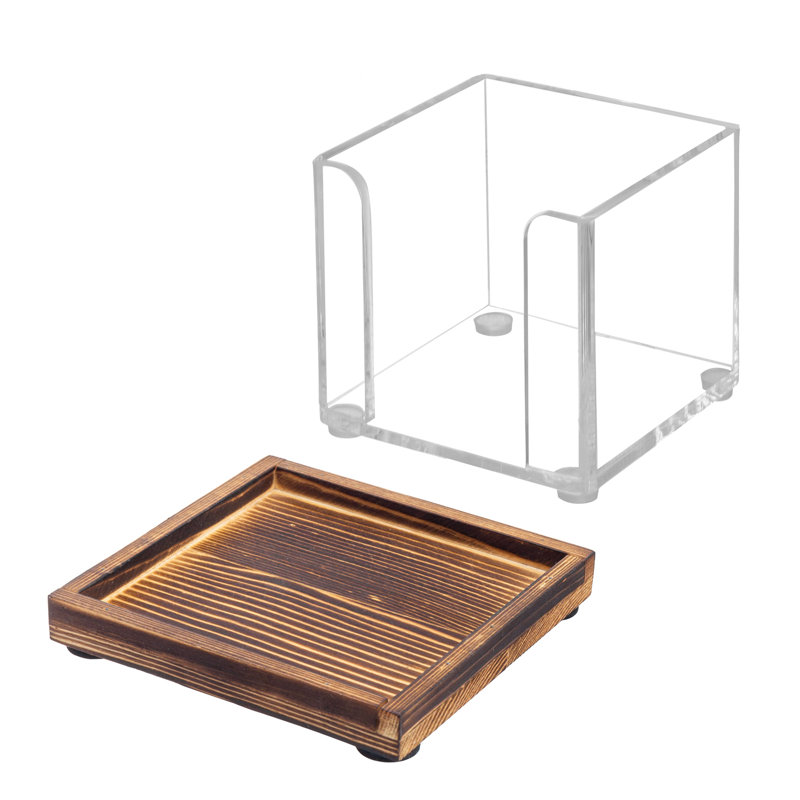 Wrought Studio™ Acrylic Wood Memo Pad Holder | Wayfair