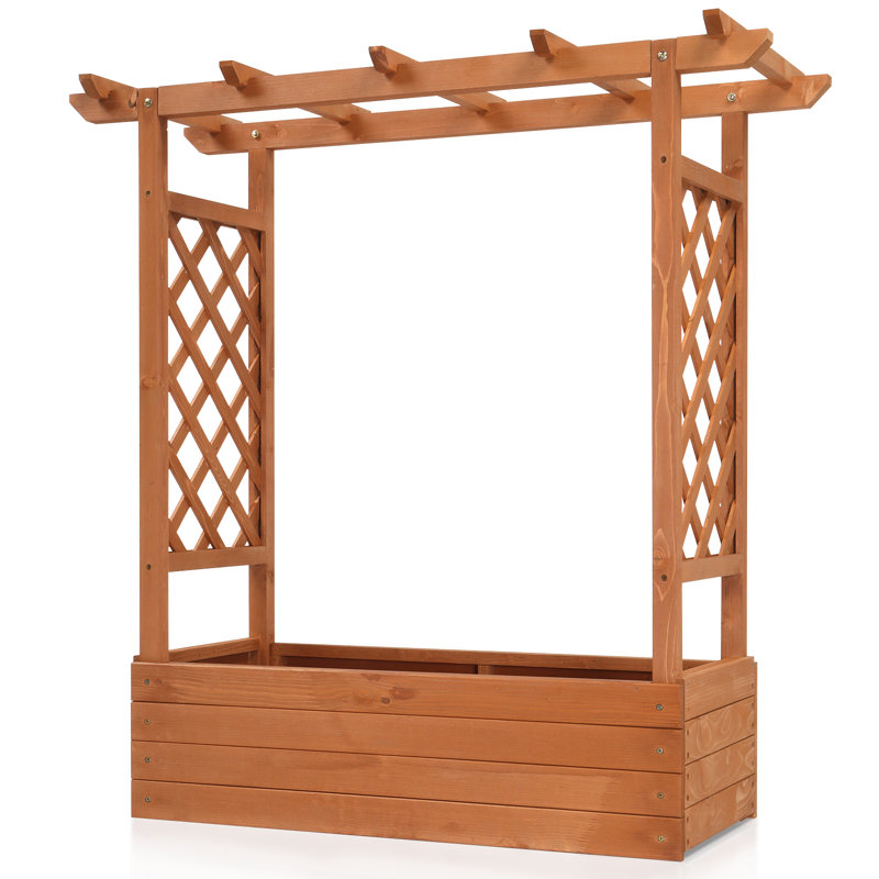 Arlmont & Co. Sabeera Wood Planter Box with Trellis & Reviews | Wayfair
