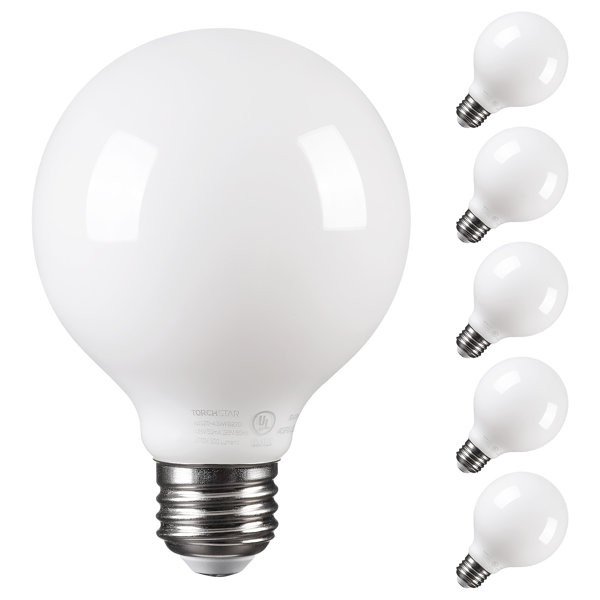 TORCHSTAR Dimmable G25 LED Bulb, 4.5W (60W Eqv.), Globe Light Bulbs ...