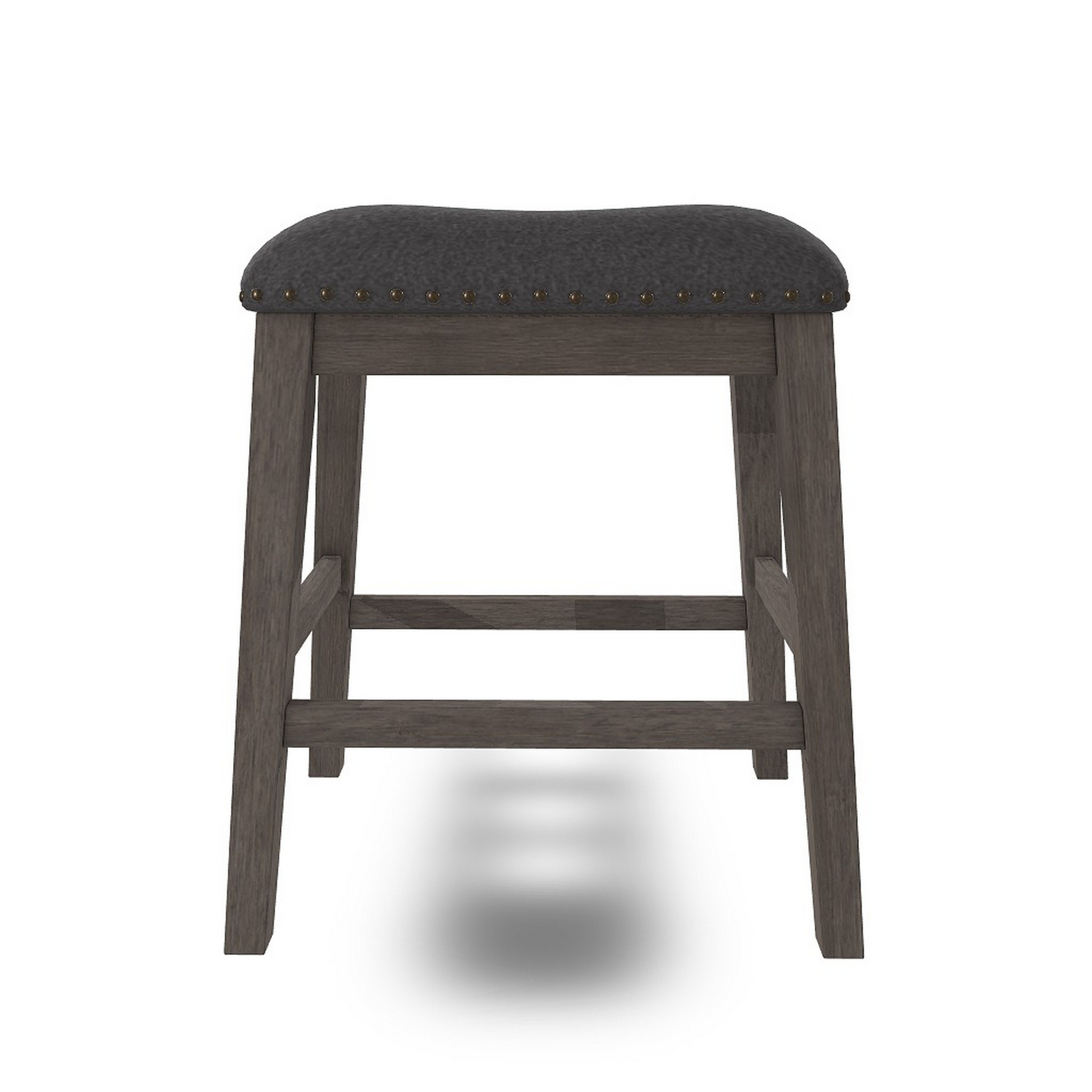 Benjara Caity Counter Height Stool Set Of 2, Gray Wood Frame, Cushioned ...