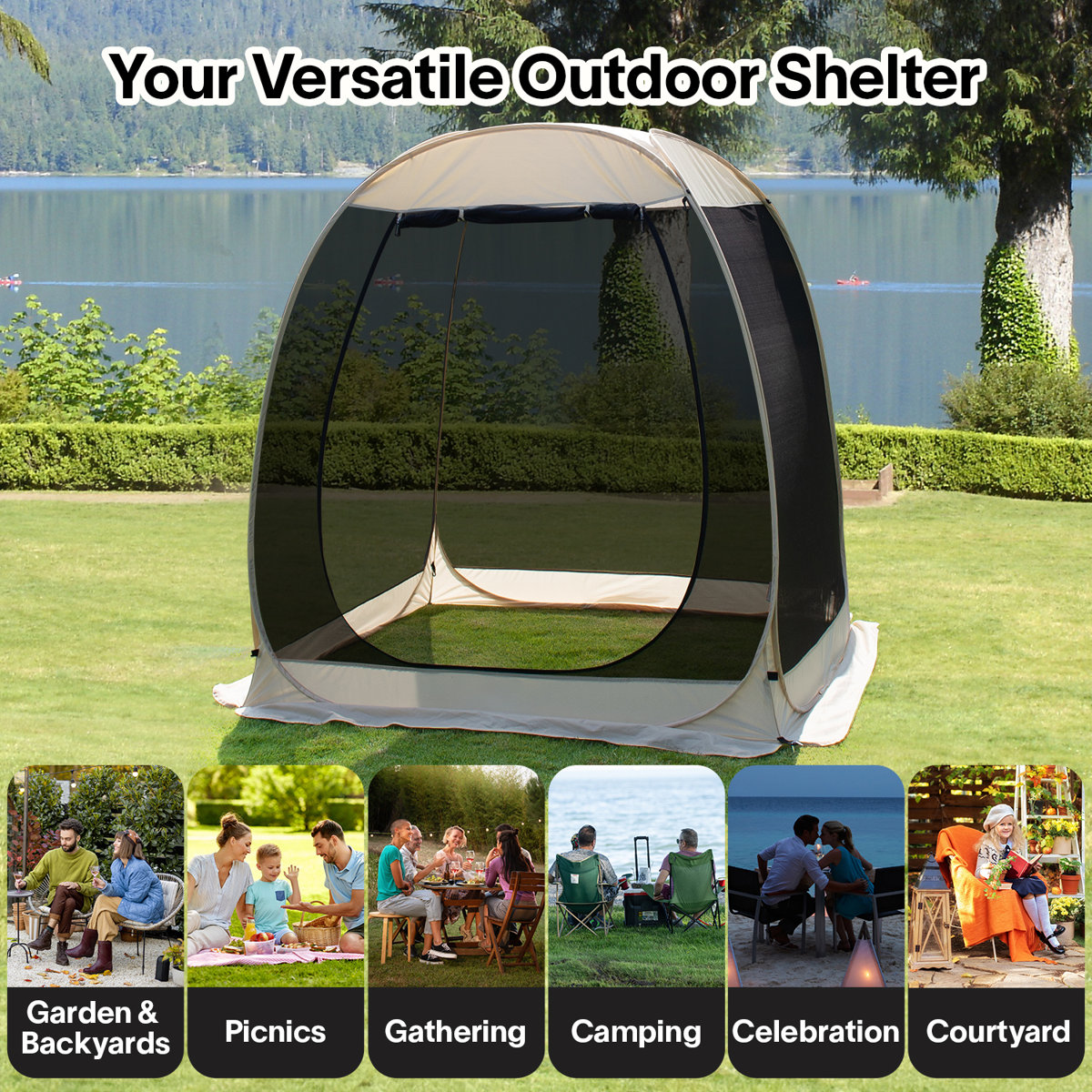 Alvantor Screen House Tent Pop-Up, Portable Screen Room Canopy Instant ...