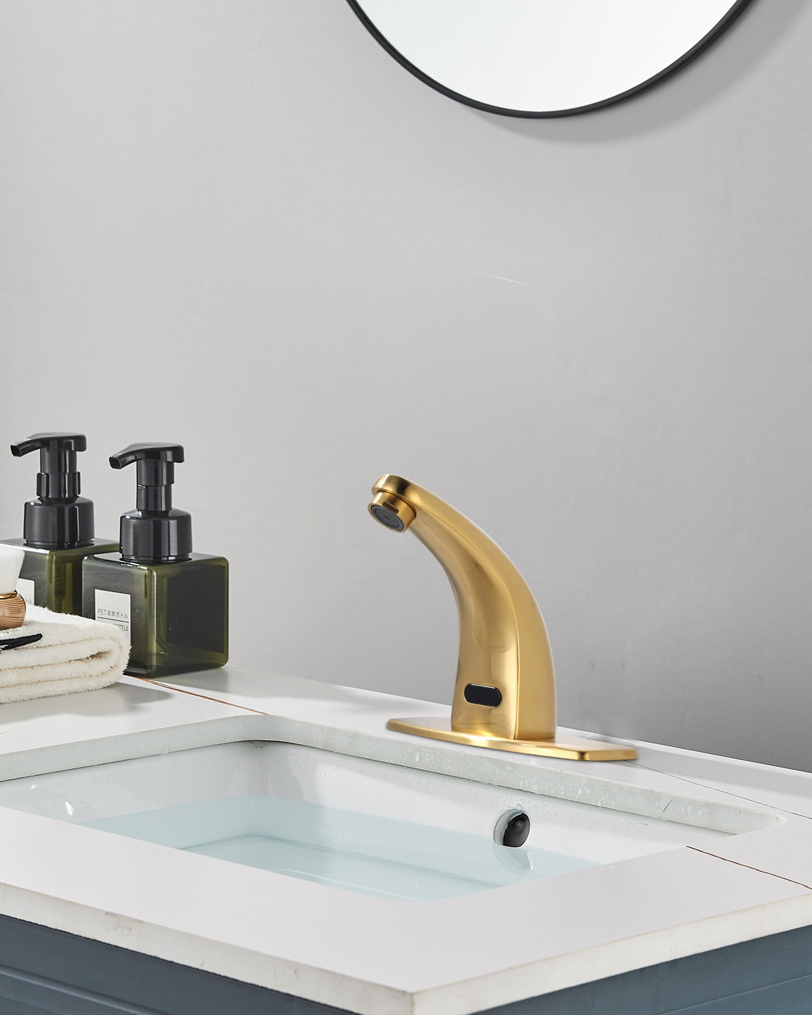 WOWOW Automatic Sensor Bathroom Faucets Touchless Centerset Bathroom ...