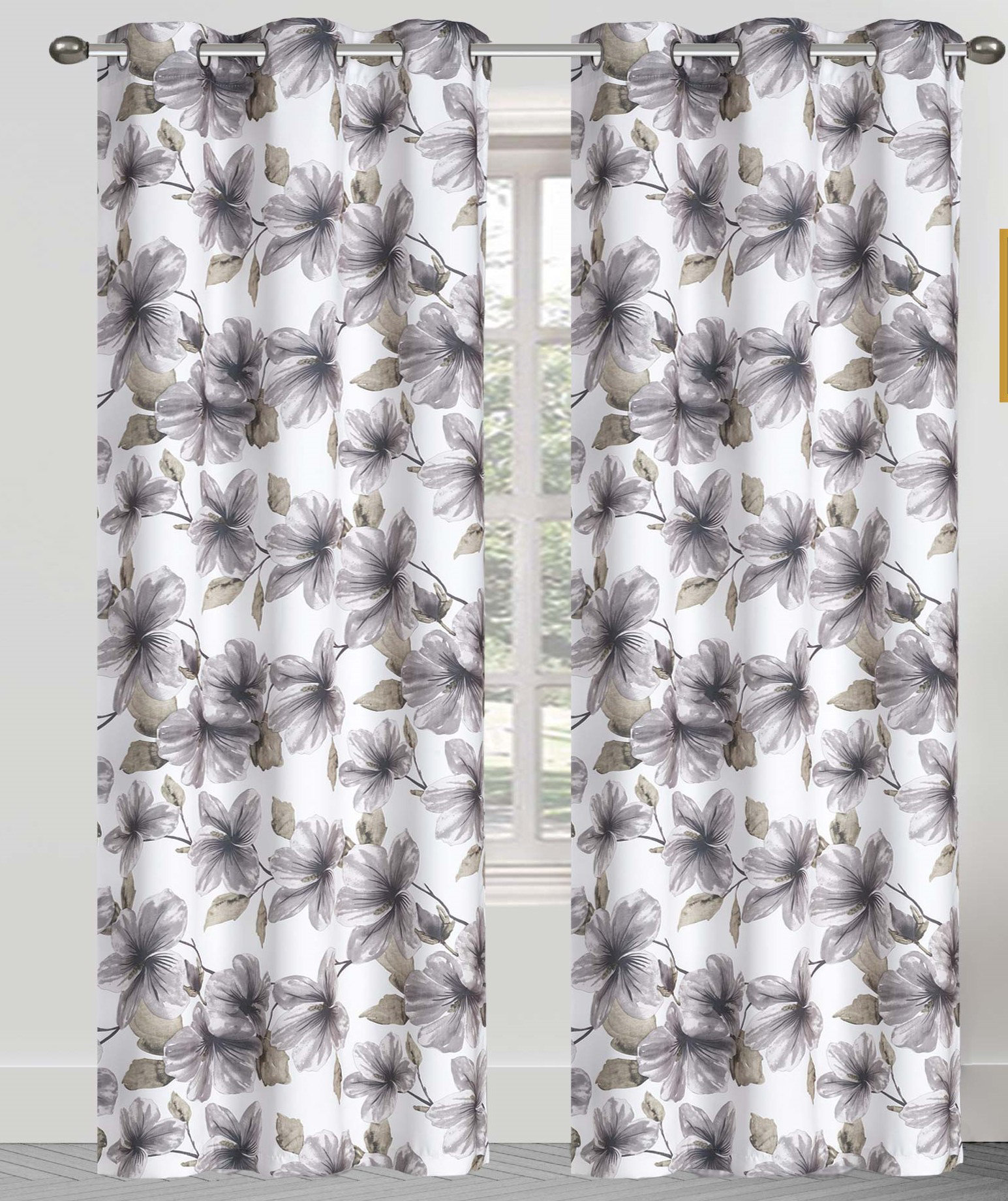 Margaret Josephs Blackout Floral Window Curtain Set with Grommets & Reviews | Wayfair