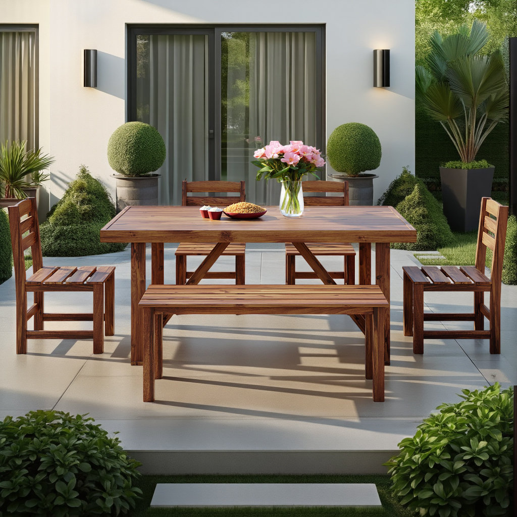 Millwood Pines High-Quality Acacia Wood Outdoor Table and Chair Set for ...