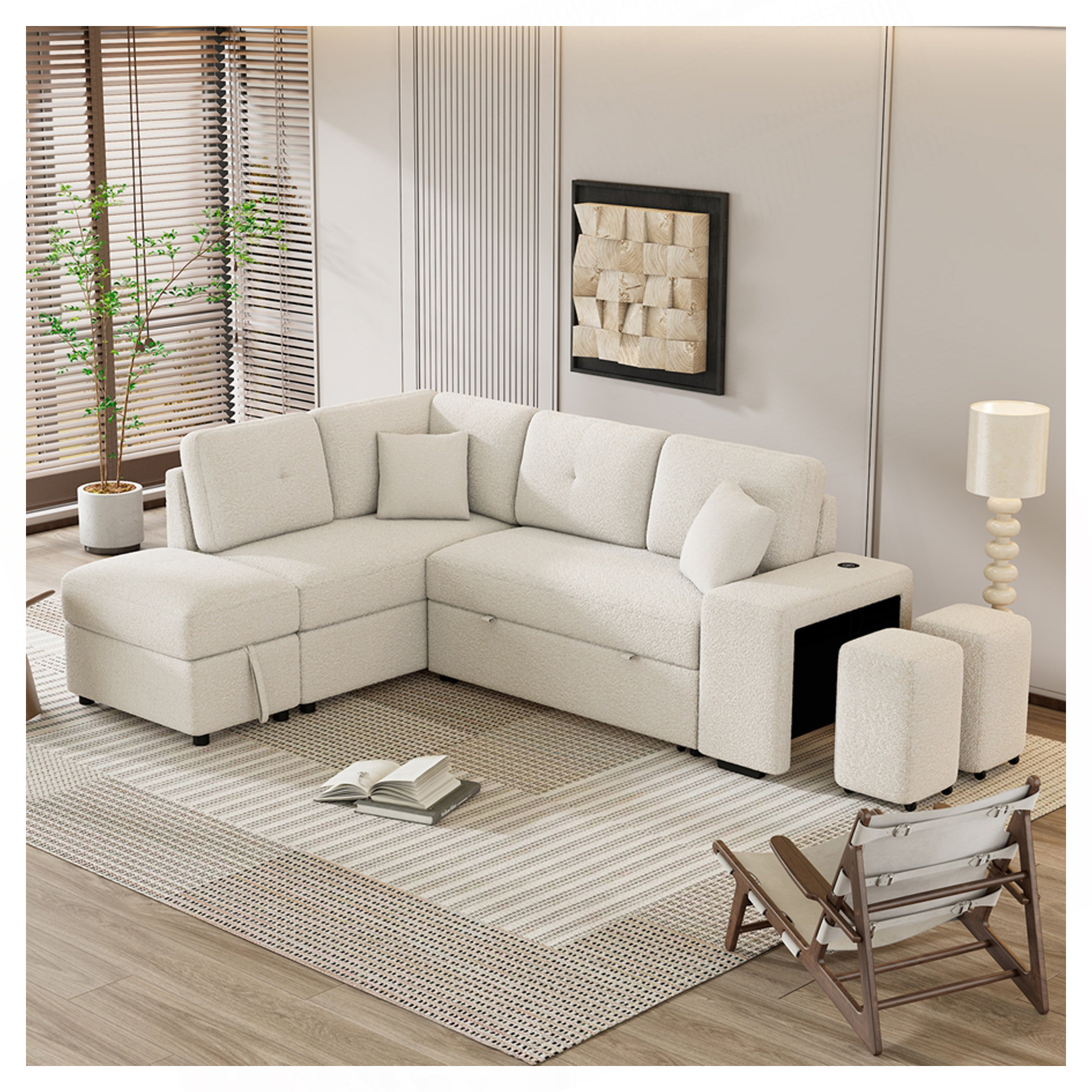 Red Barrel Studio 87.7" Convertible Sleeper, Sectional Pull Out Sofa ...