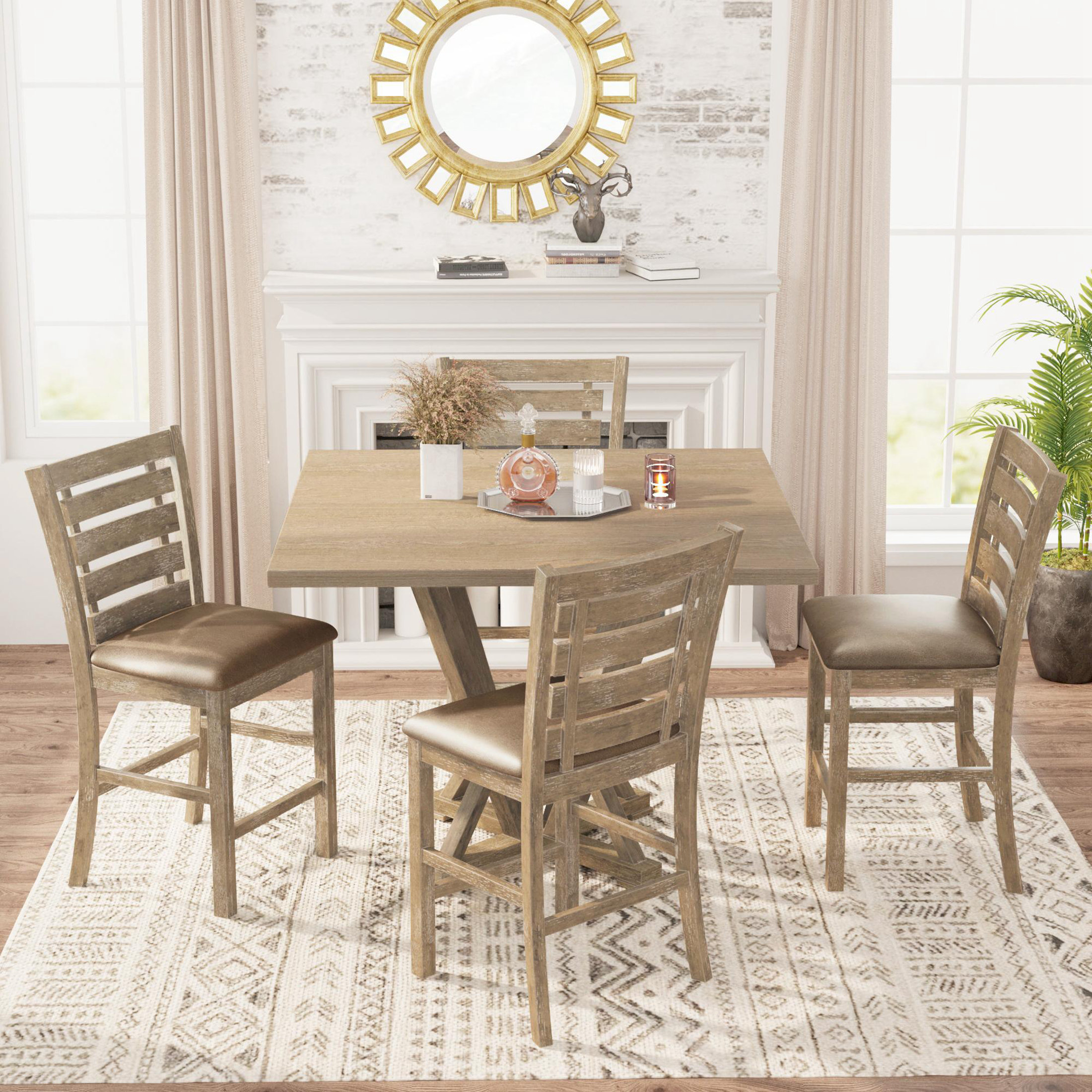 Ophelia & Co. Modern Farmhouse 5 Piece Dining Table Set | Wayfair
