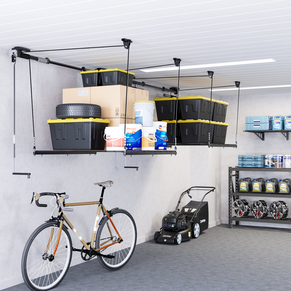 Rebrilliant Monieke 4x4 Ft Ceiling Garage Storage Rack with Height ...