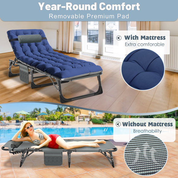 JTANGL High Bearing Capacity Striped 3 Fold Bed 5 Levels Adjustment ...