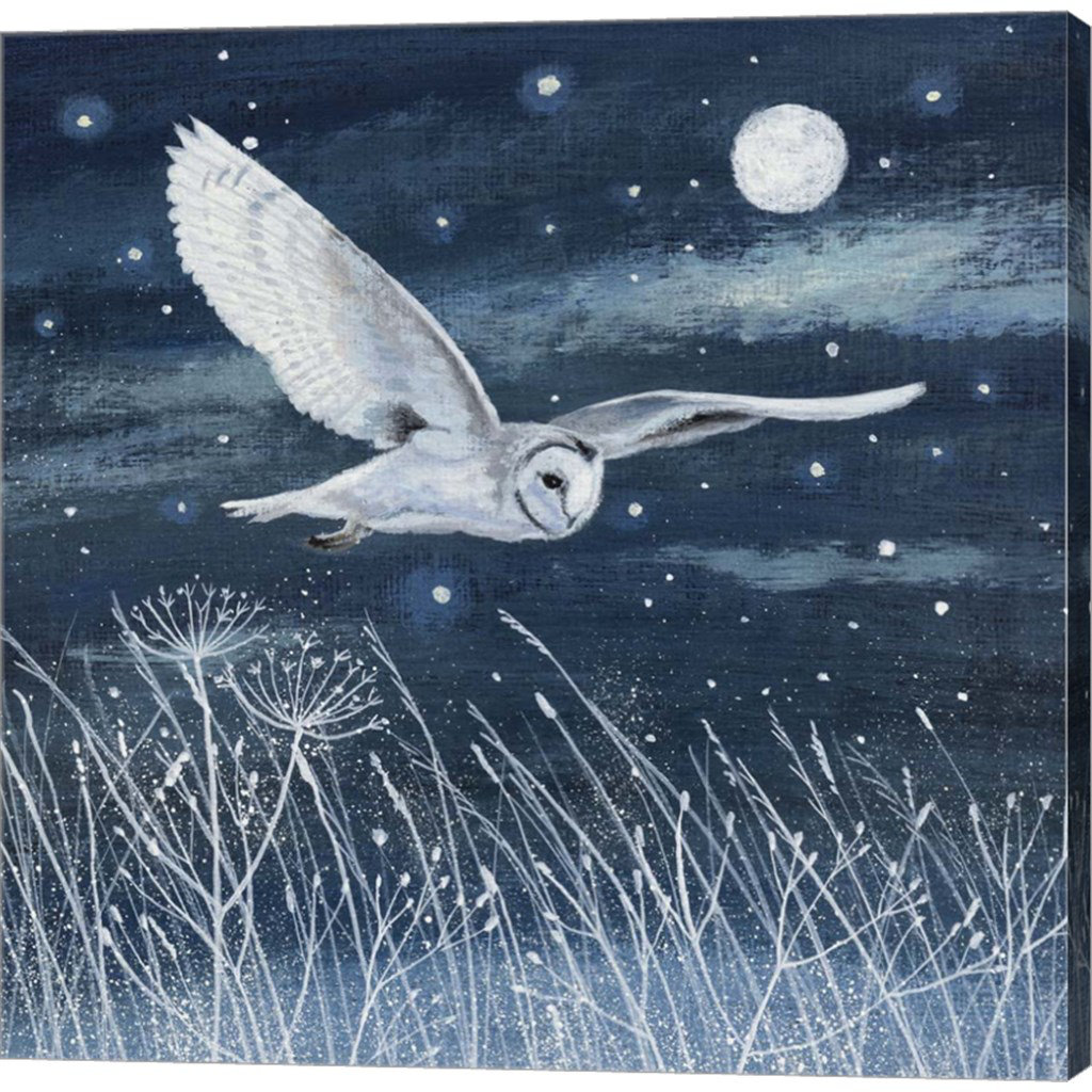 Loon Peak® Owl Frost and Stars by Lucy Grossmith - Wrapped Canvas ...