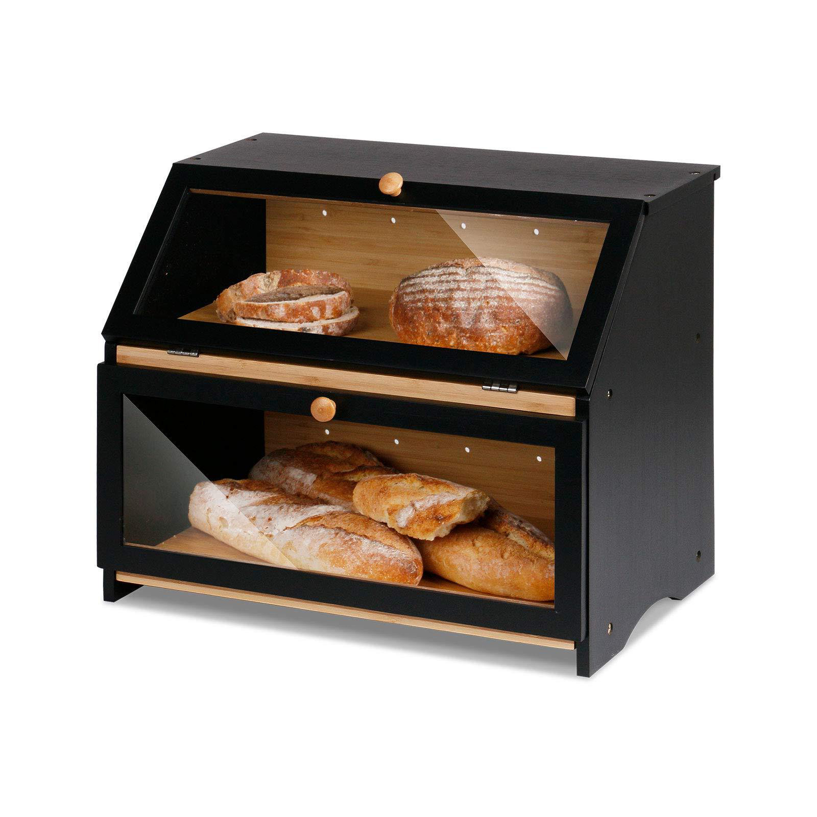 Red Barrel Studio Double Layer Large Bread Box For Kitchen Counter ...