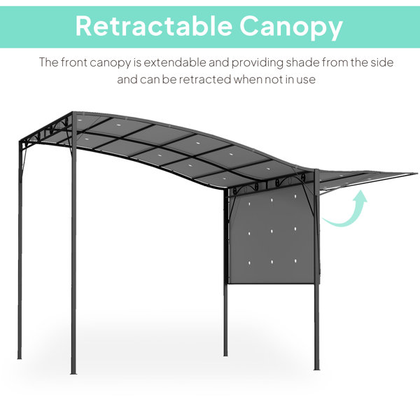 Outsunny Outdoor Pergola and Patio Gazebo, Extendable Side Awning, Sun ...