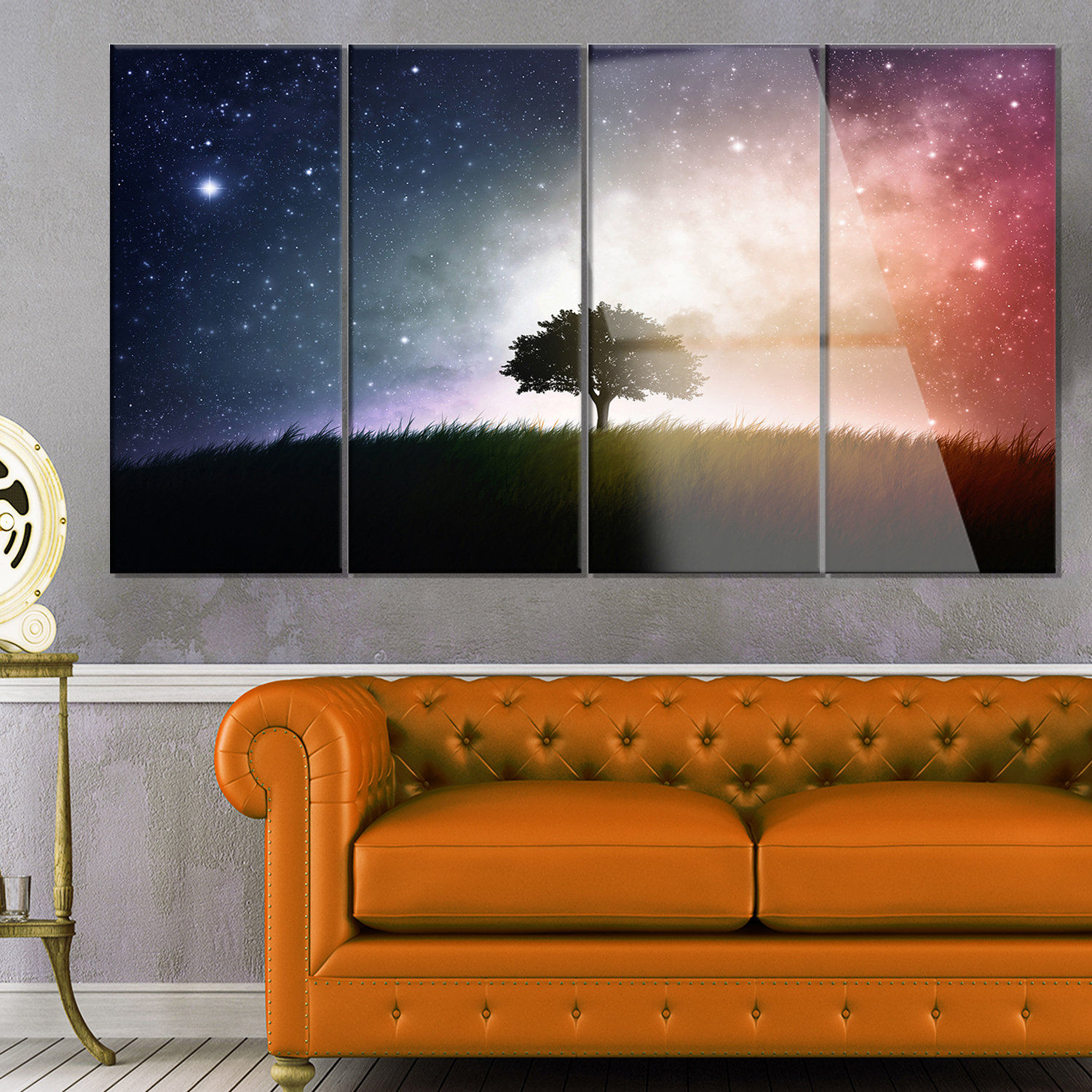Design Art 'Single Tree Space Background' 4 Piece Graphic Art on Metal ...