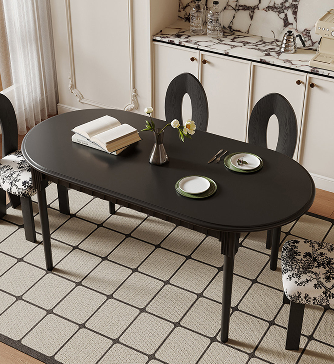 Stella Trek French-style retro oval solid wood dining table with ...