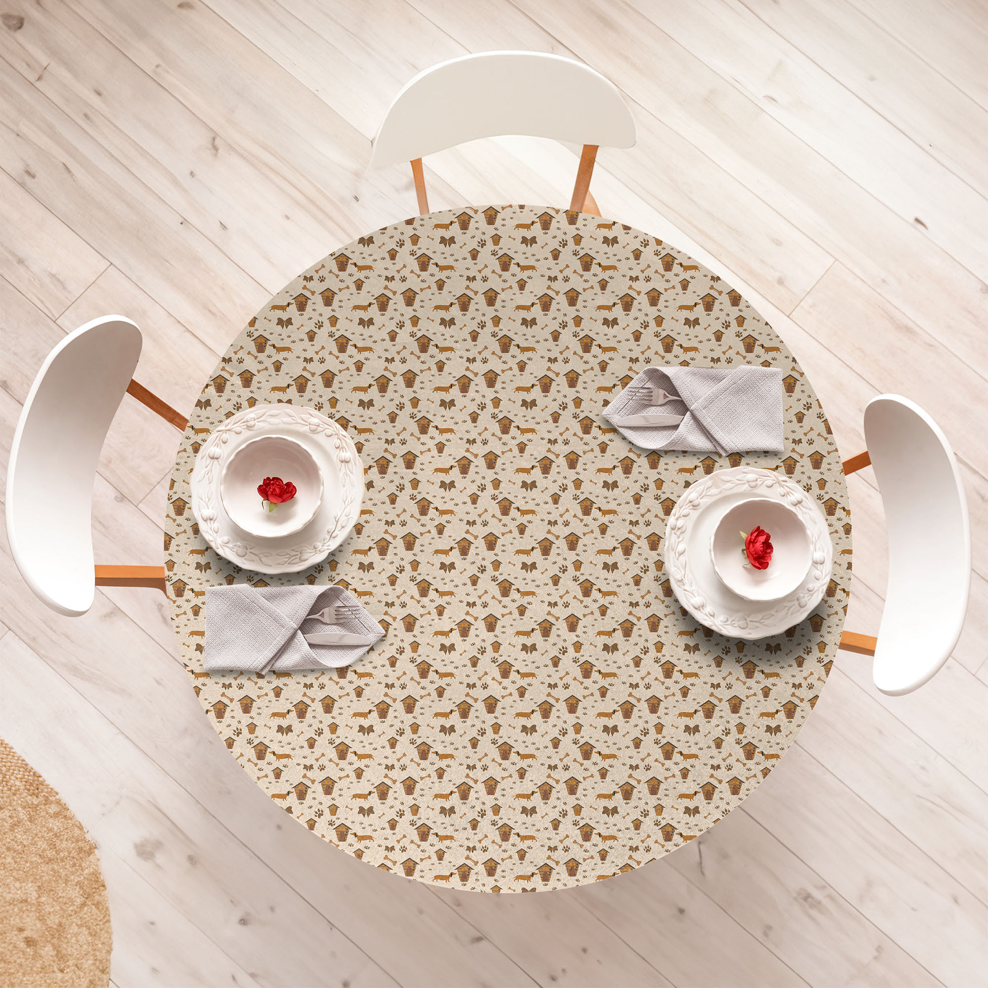 Mercer41 Cinnamon Color Fitted Round Tablecloth Champagne Caramel ...