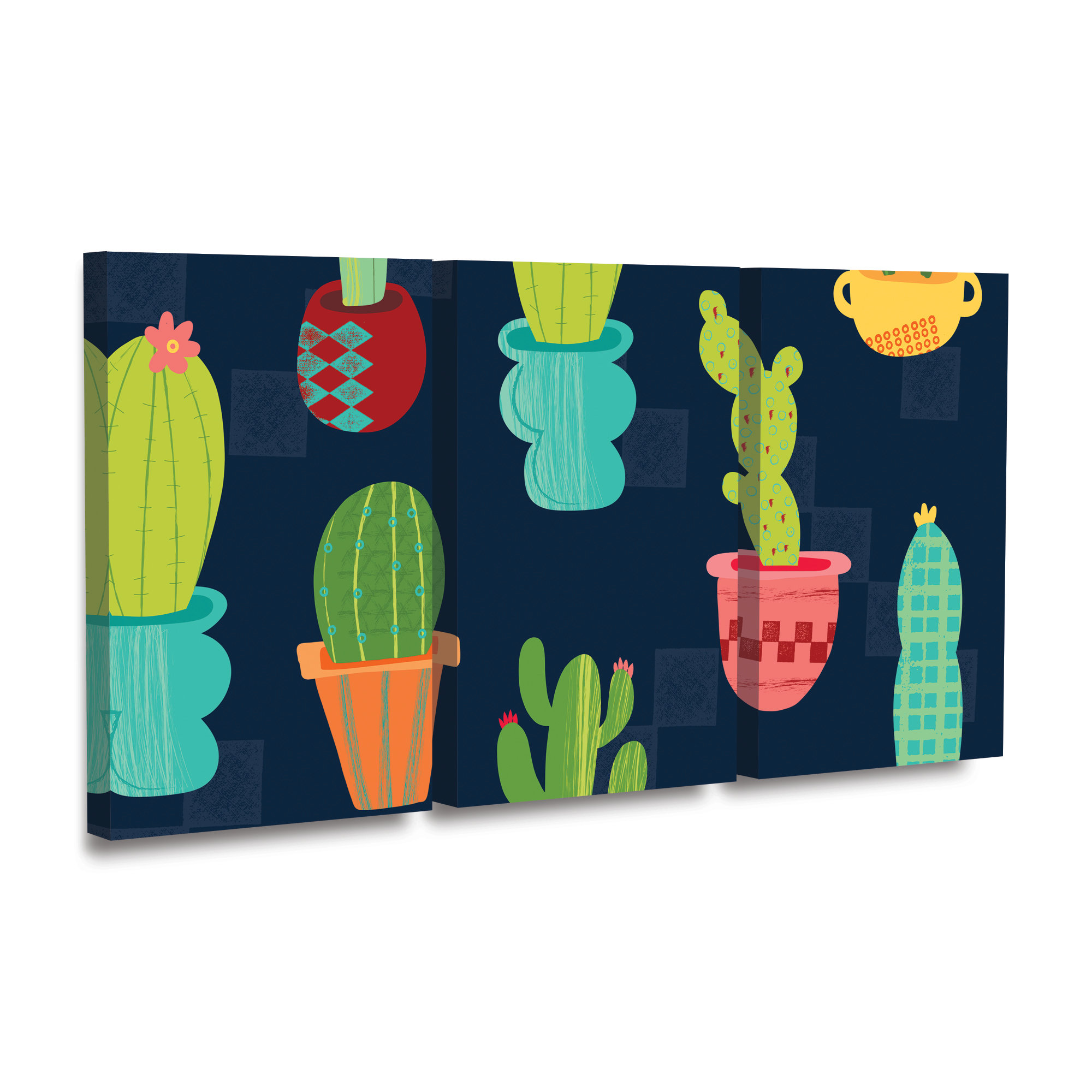 Red Barrel Studio Holli Conger Southwest Cactus Pattern 3 Piece Panel ...