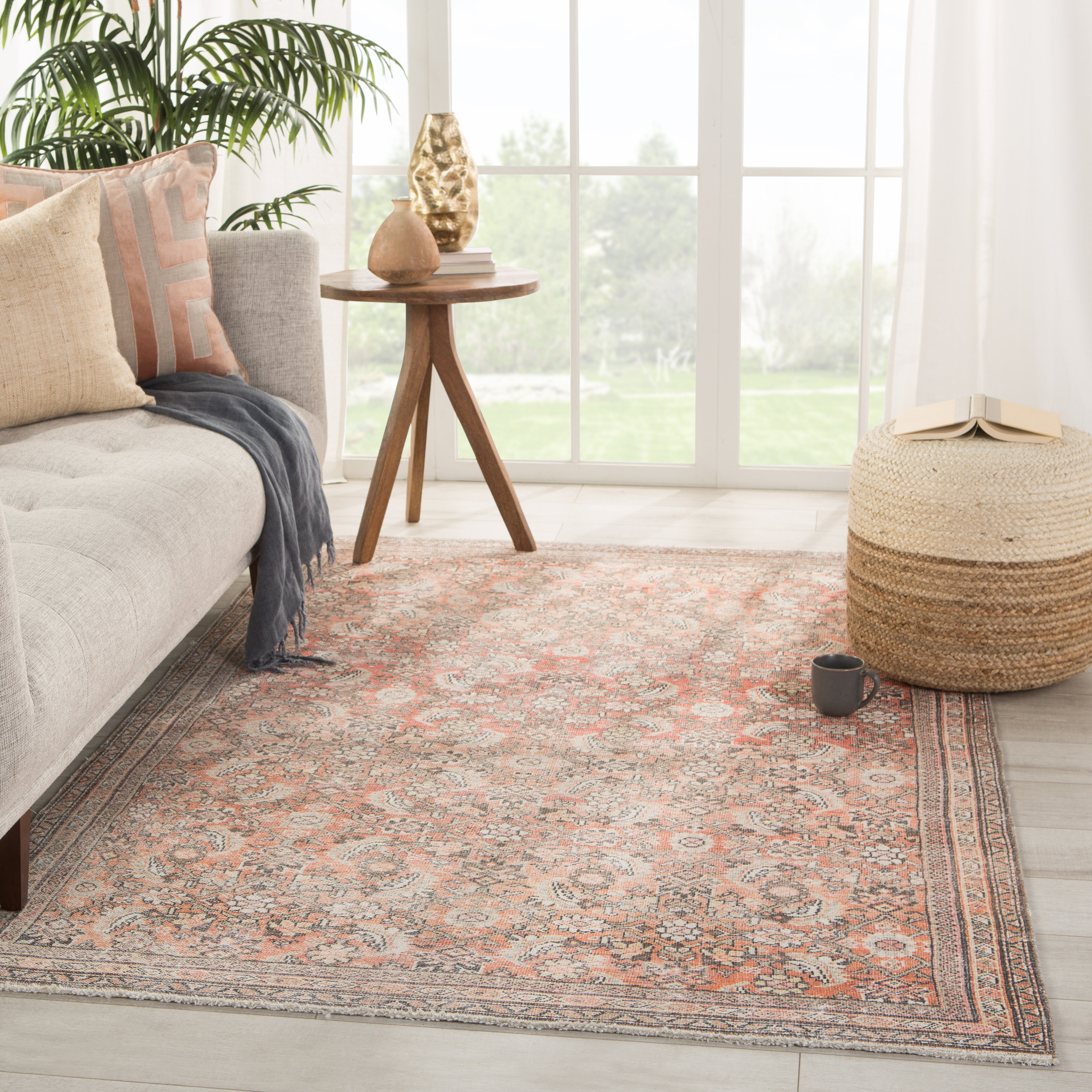 Bungalow Rose Carevelle Power Loom Antique White/Orange Rust/Lark Rug ...