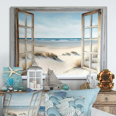 IDEA4WALL Window Scenery Tropical Green Palm Tree Coastal Beach Blue ...