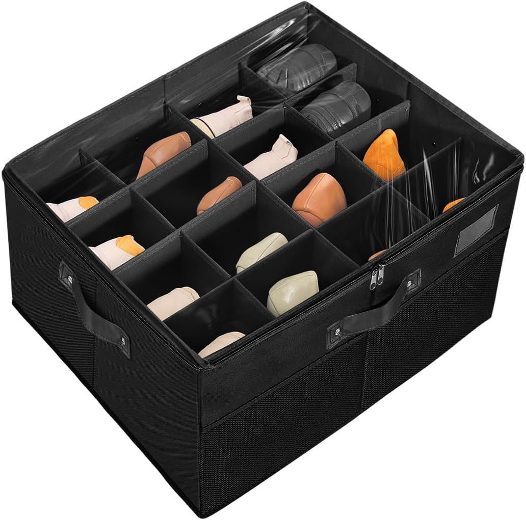 Latitude Run® Shoe Organizer Box For Closet, Foldable Shoe Storage Bins ...