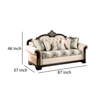Benjara Catie 87 Inch Sofa, Nailhead, Beige Rolled Arms, Cherry Brown ...