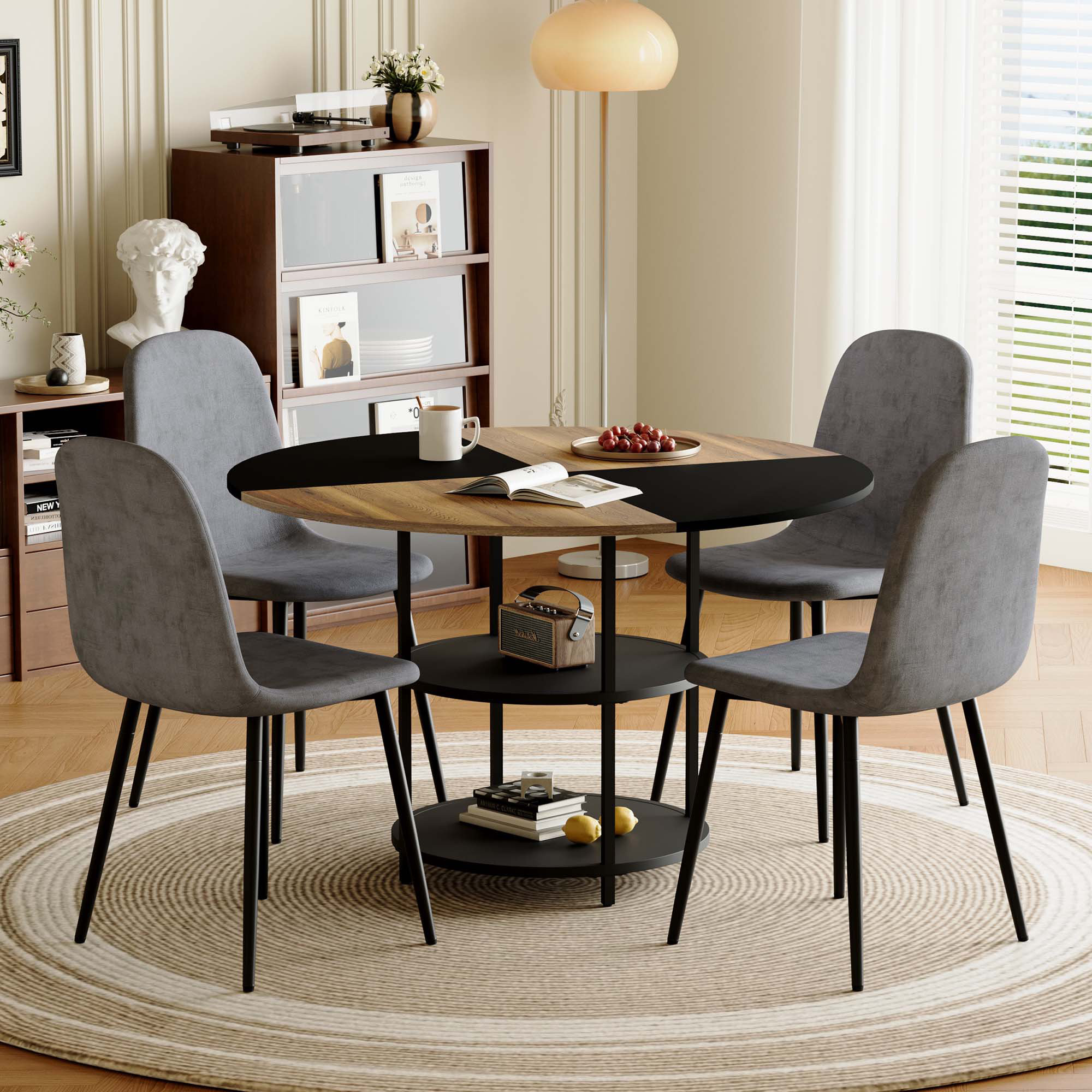 George Oliver A 47.3-Inch Diameter Modern Splicing Circular Dining ...