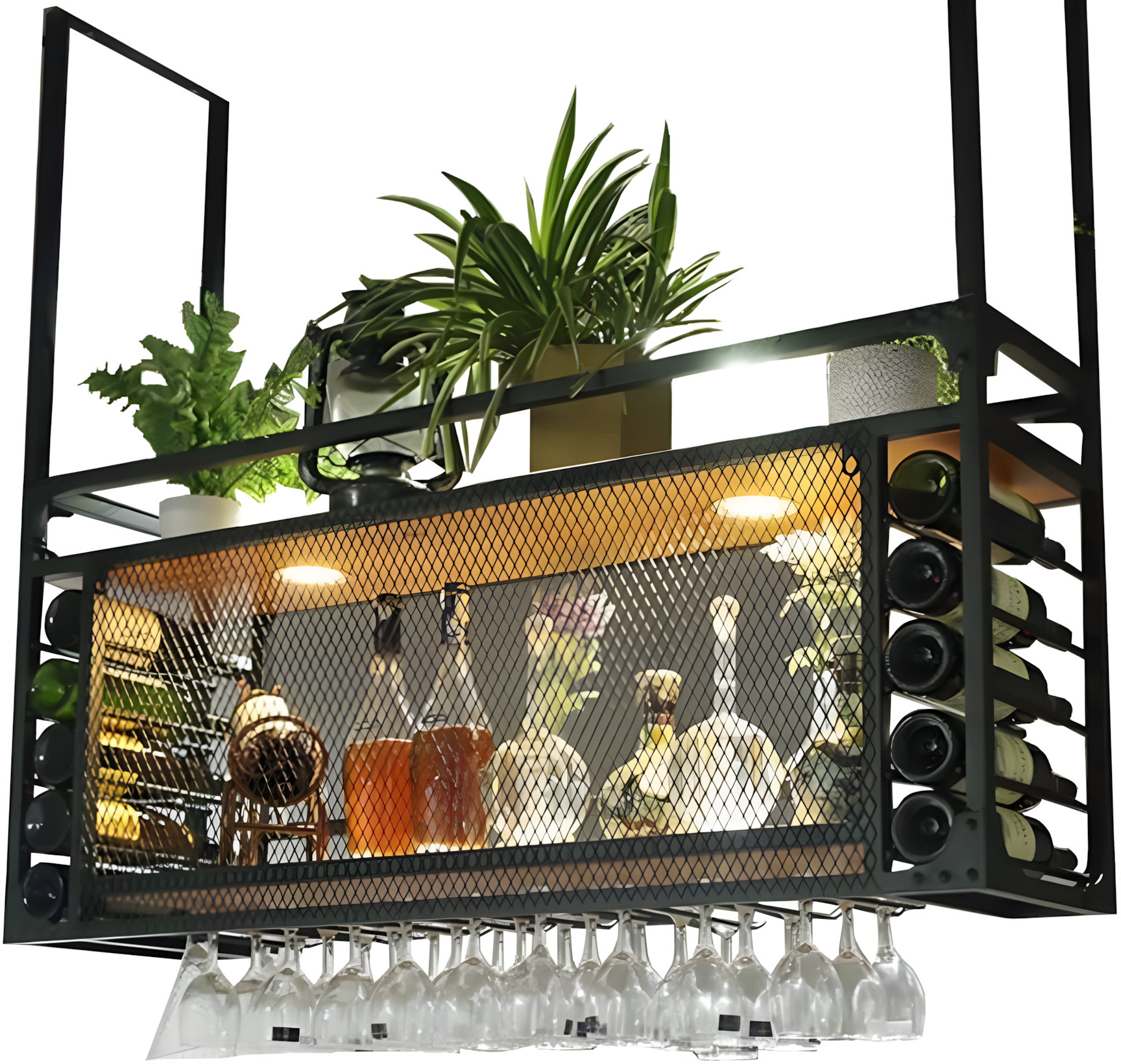 17 Stories 2-In-1 Industrial Wall Mounted Wine Rack With Dual Wood ...
