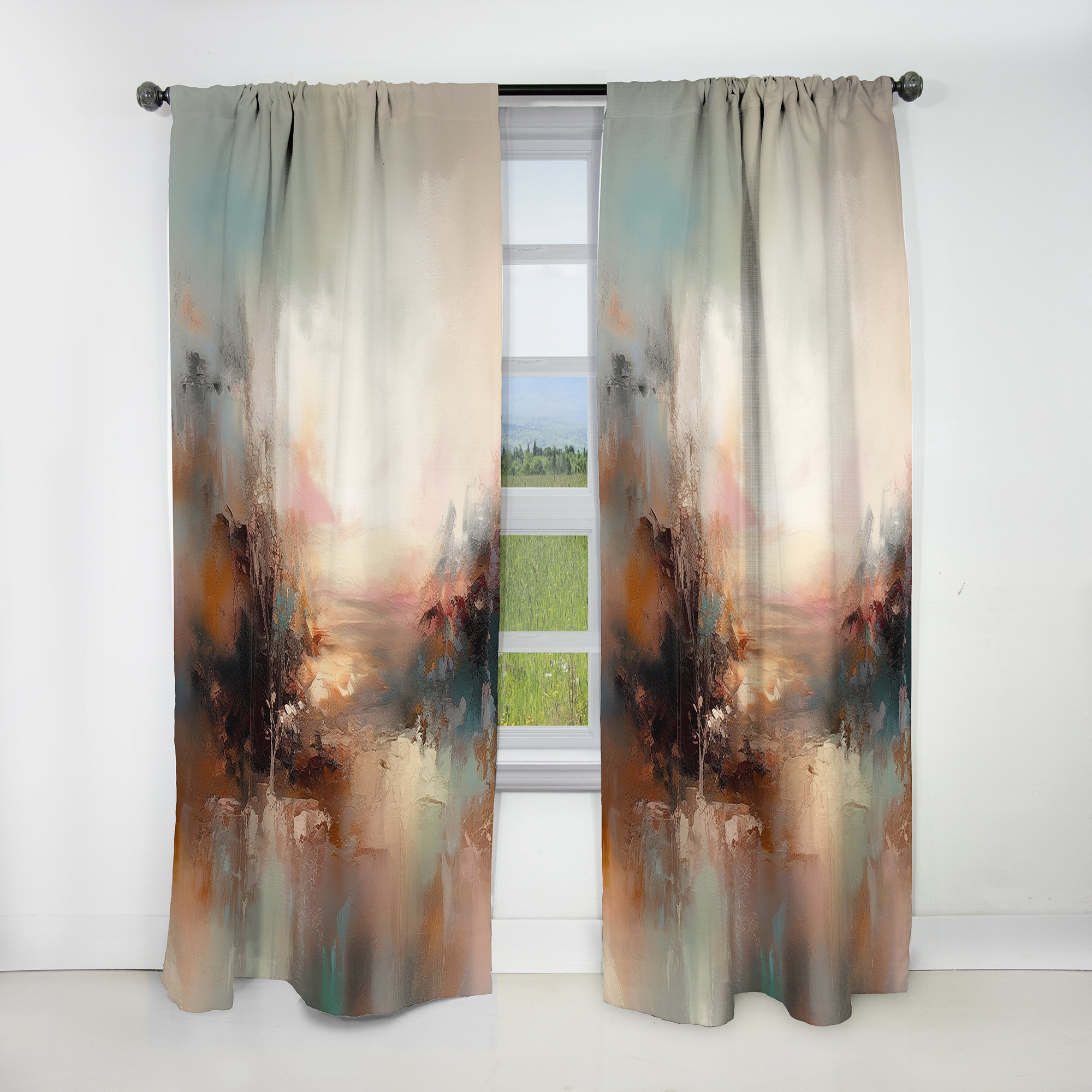 Design Art Brown Abstracted Nature I - Abstract Landscapes Blackout Nature Curtain - 1 Panel ...