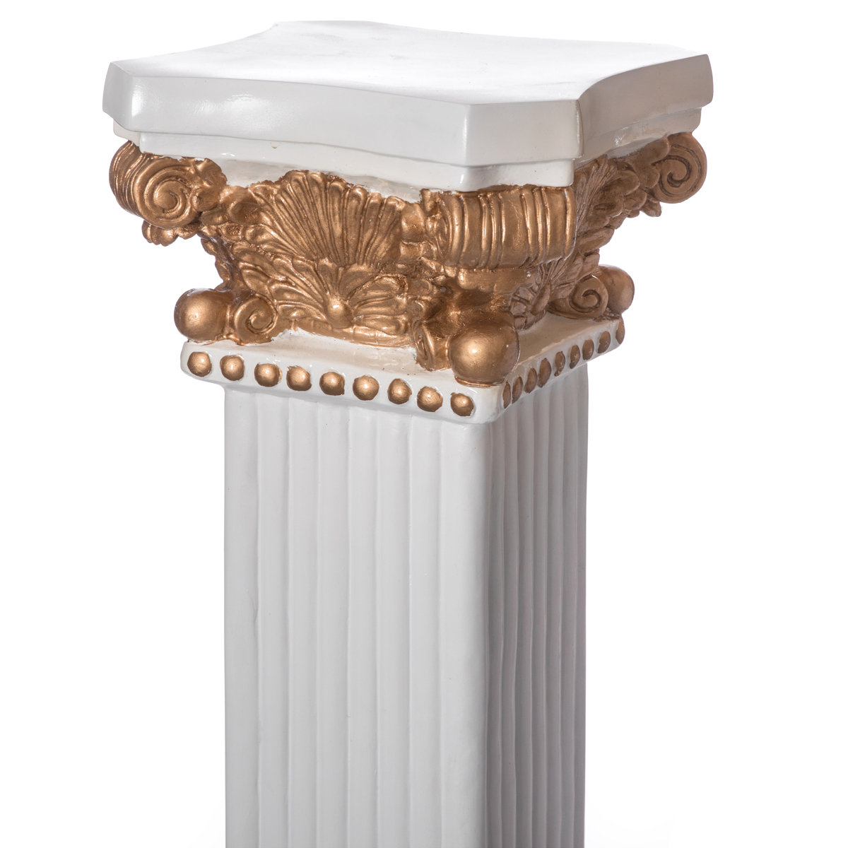 Uniquewise Fiberglass White and Gold Plinth Roman Piller Pedestal Vase ...