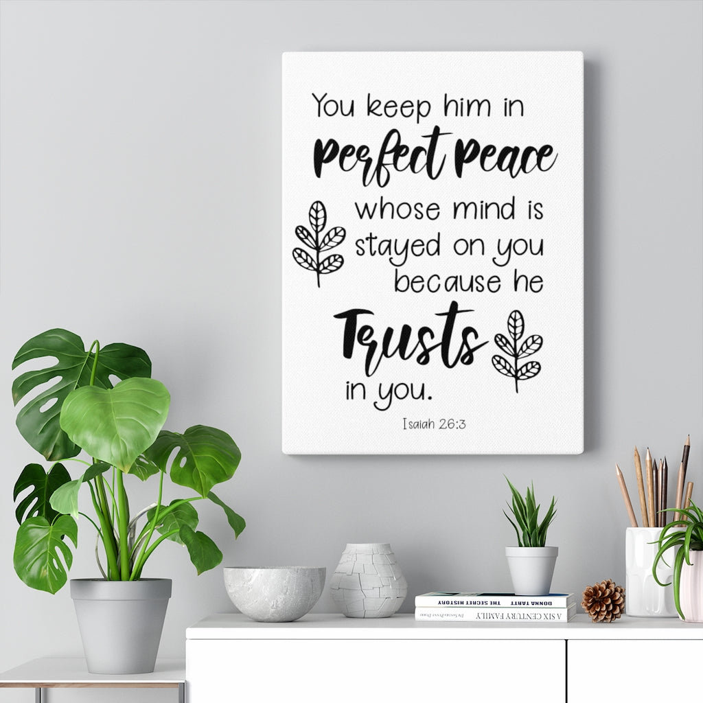 Trinx Perfect Peace Isaiah 26:3 Christian Wall Art Bible Verse Print ...