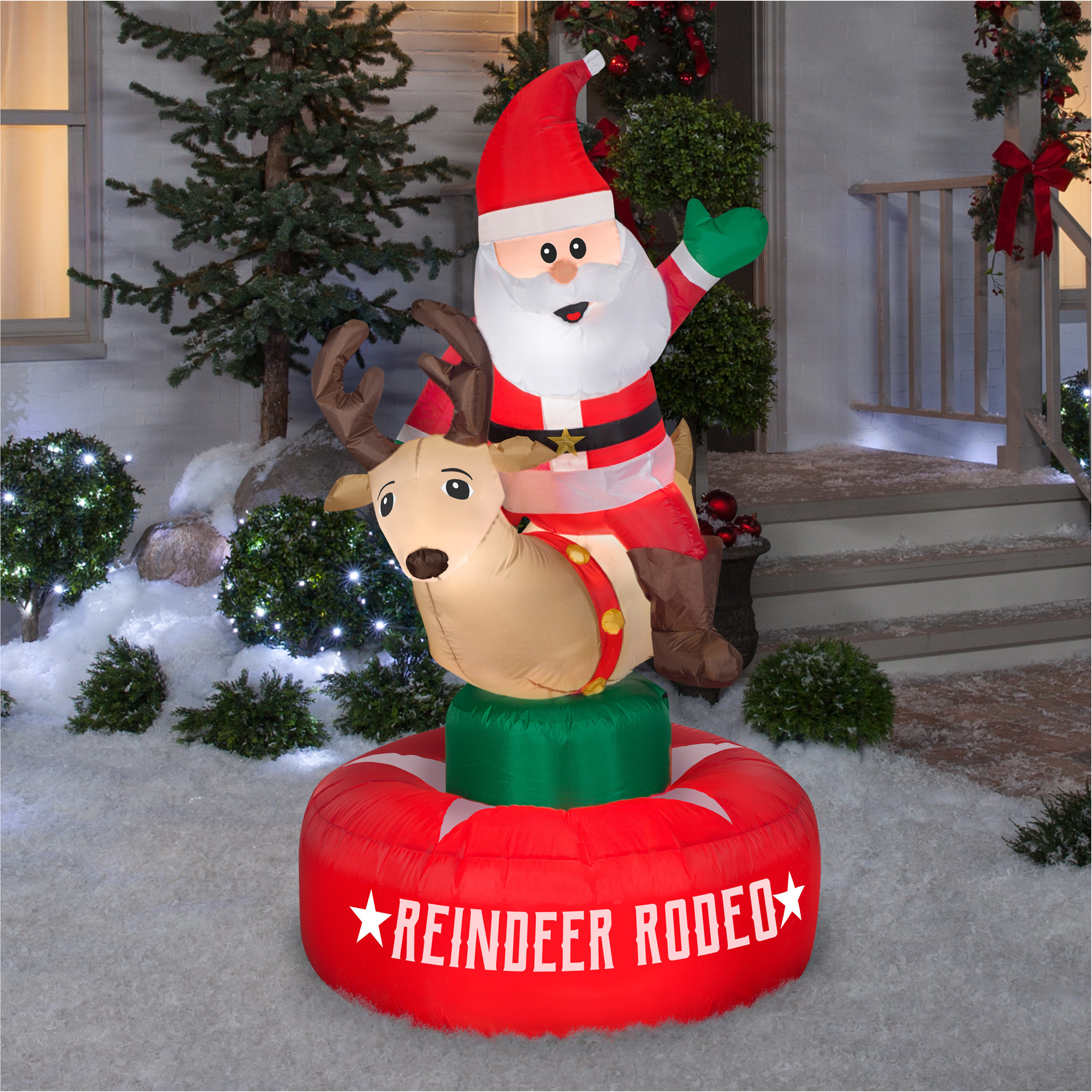 Gemmy Industries Gemmy 72.05 in. Inflatable Animated Reindeer Rodeo ...