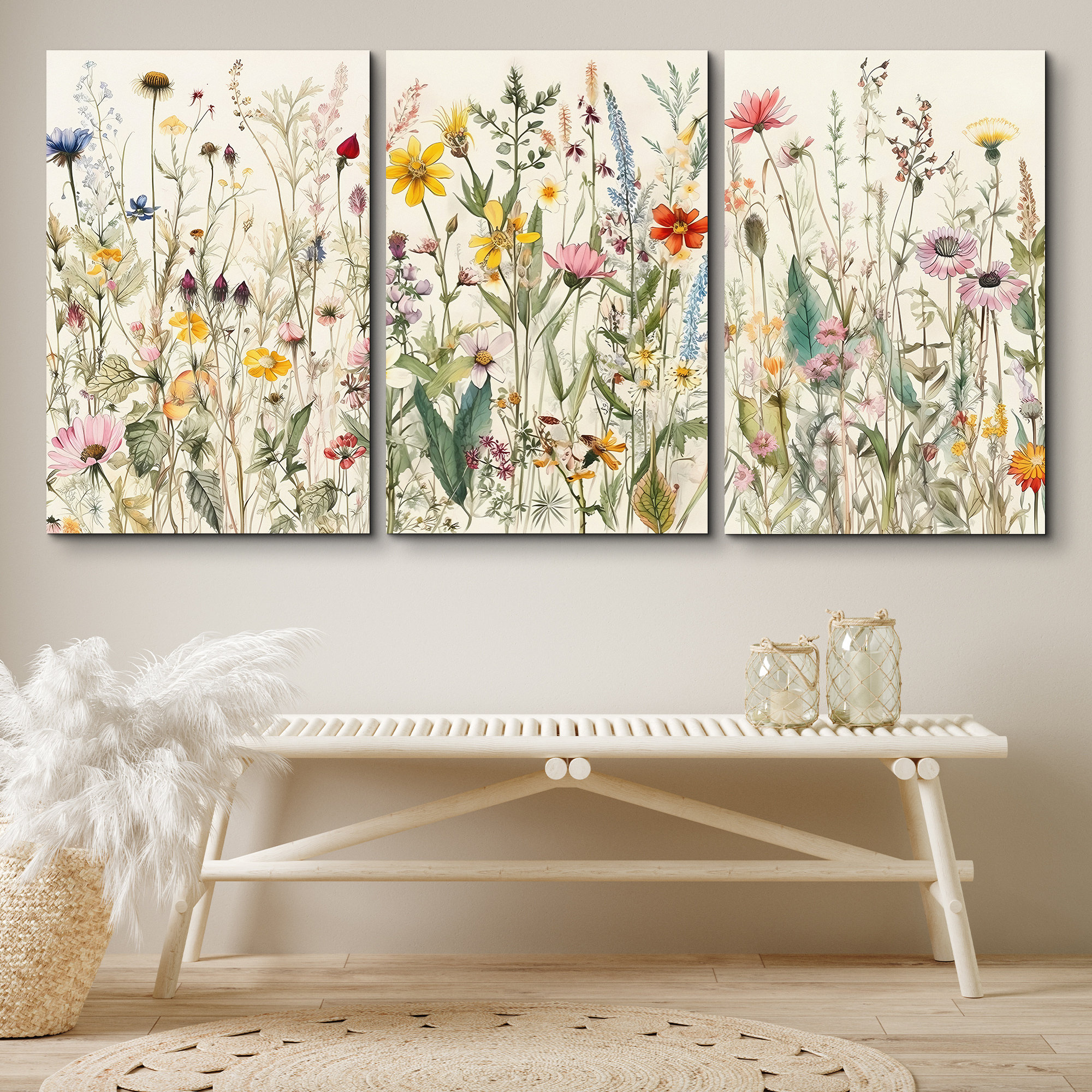 IDEA4WALL Vibrant Wildflower " Colorful Boho French Floral Decor ...