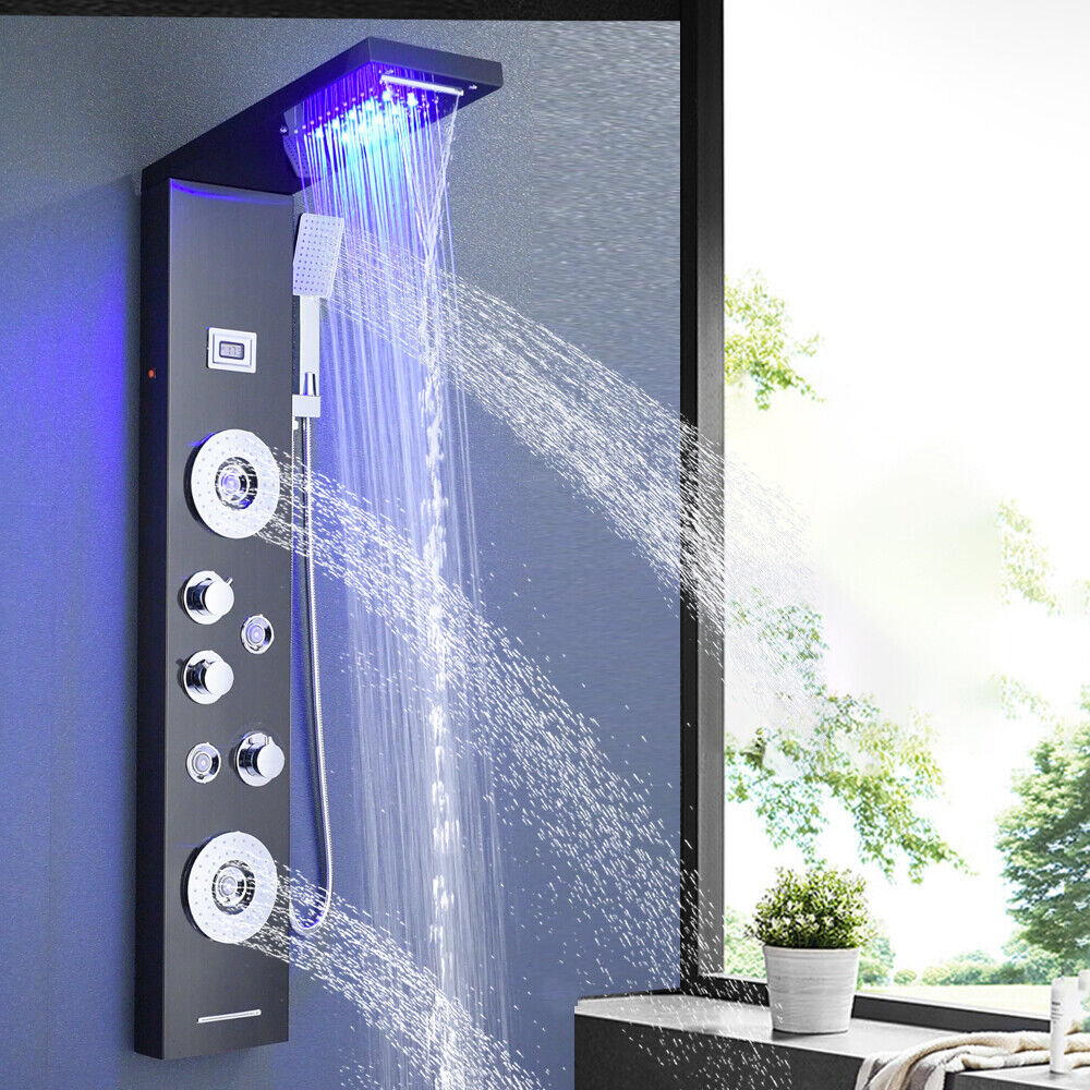 Senlesen Led Shower Panel Tower System Rain & Waterfall Massage Jet Tub ...