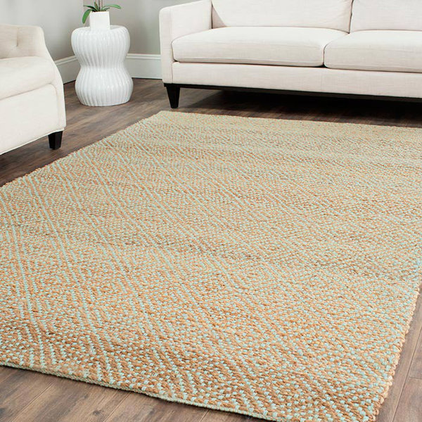 Highland Dunes Dupuis Hand Tufted Natural/Mint Green Rug & Reviews ...
