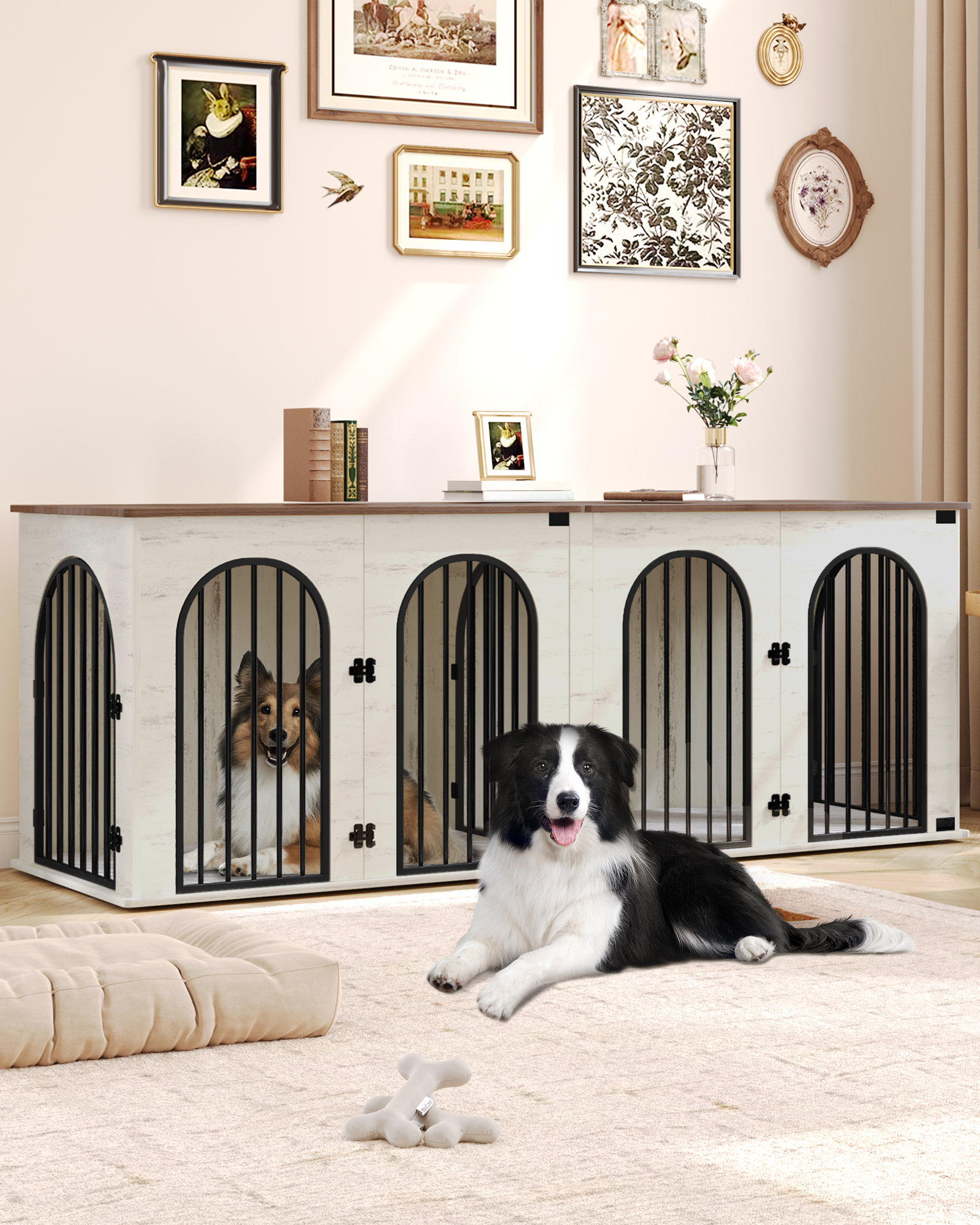Tucker Murphy Pet™ 71" Dog Crate Furniture for 2 Dogs, Heavy Duty ...