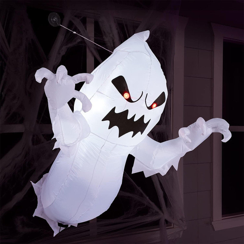 The Holiday Aisle® 4.5 FT Halloween Inflatable Scary Flying Ghost Broke ...