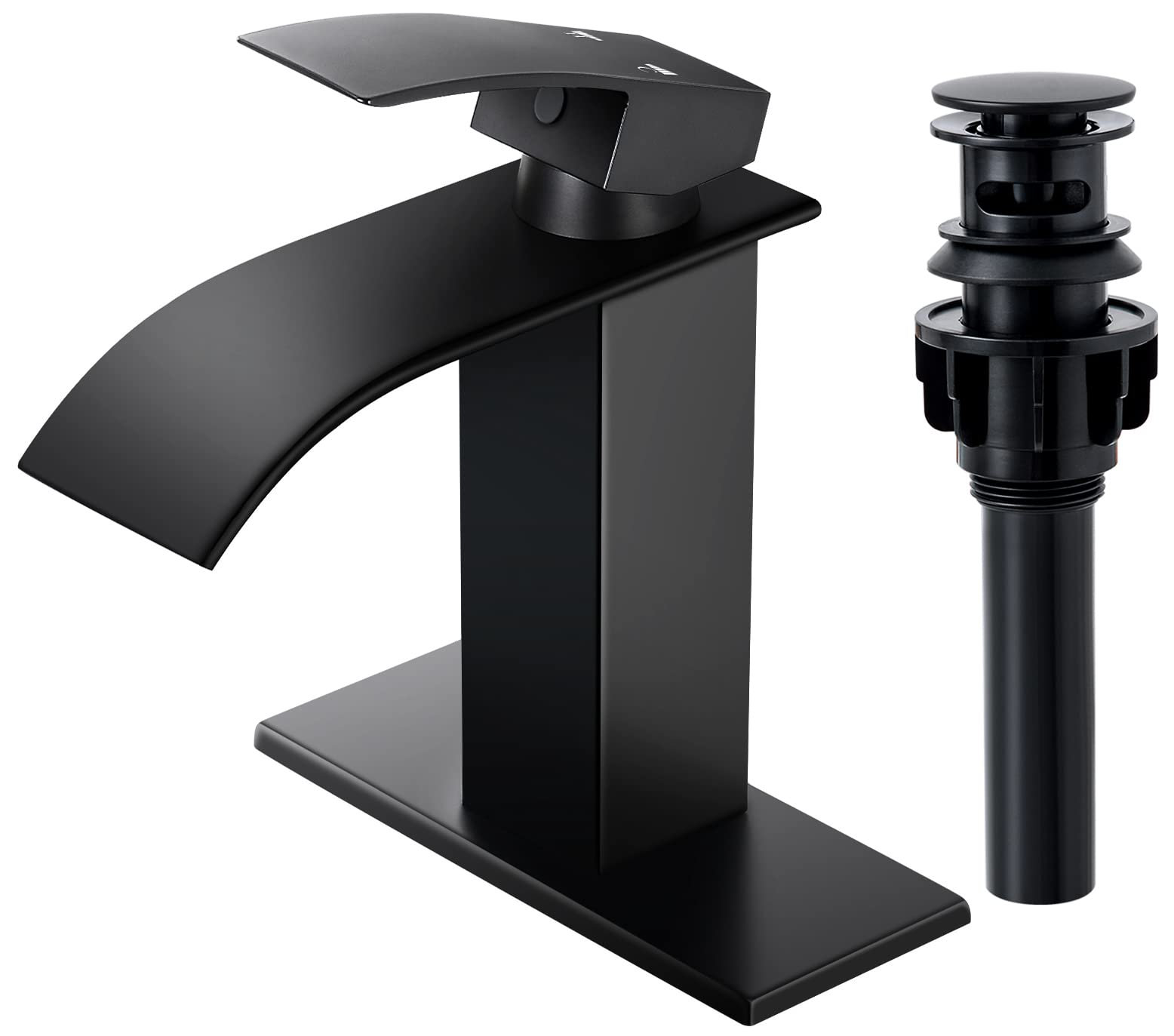 Fish hunter Qomolangma Waterfall Bathroom Faucet, Matte Black Modern ...