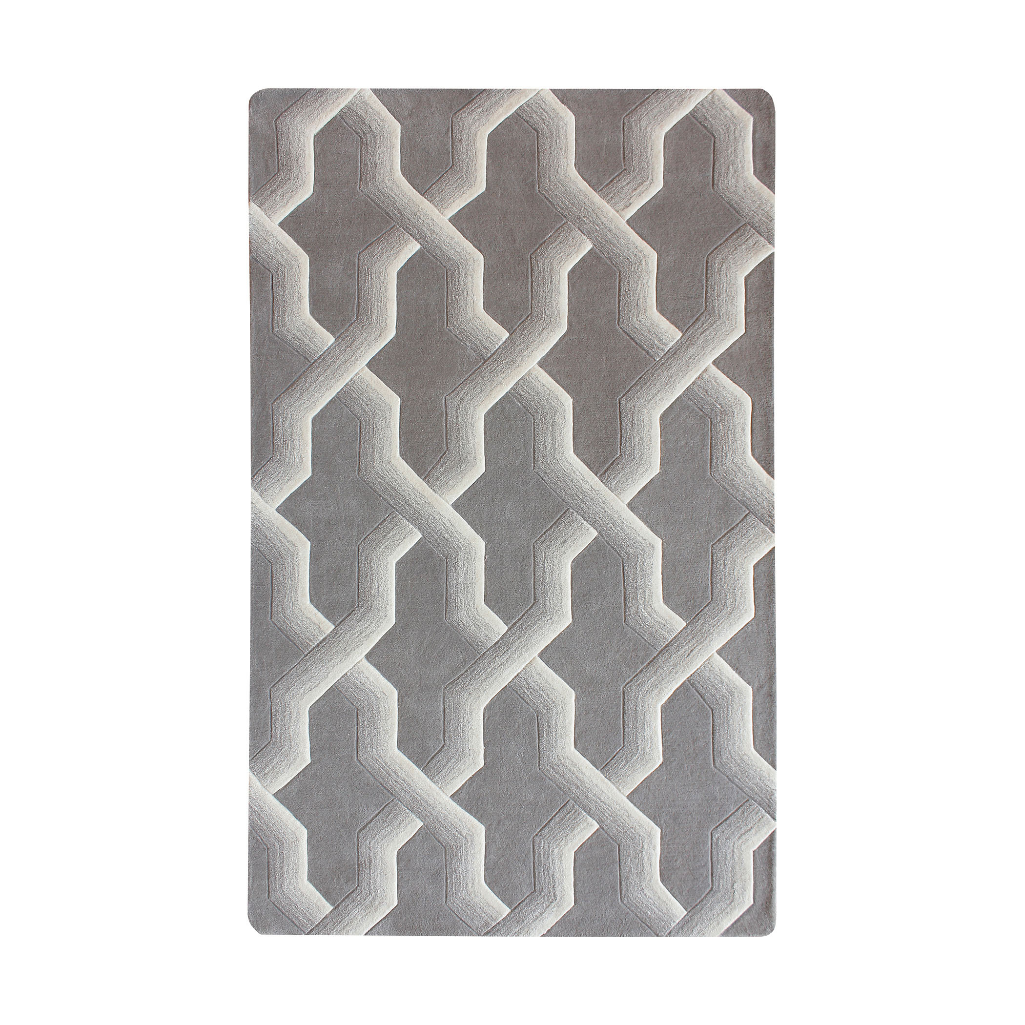 Wrought Studio™ Bollman Wool Hand-Tufted Gray/Ivory Area Rug | Wayfair