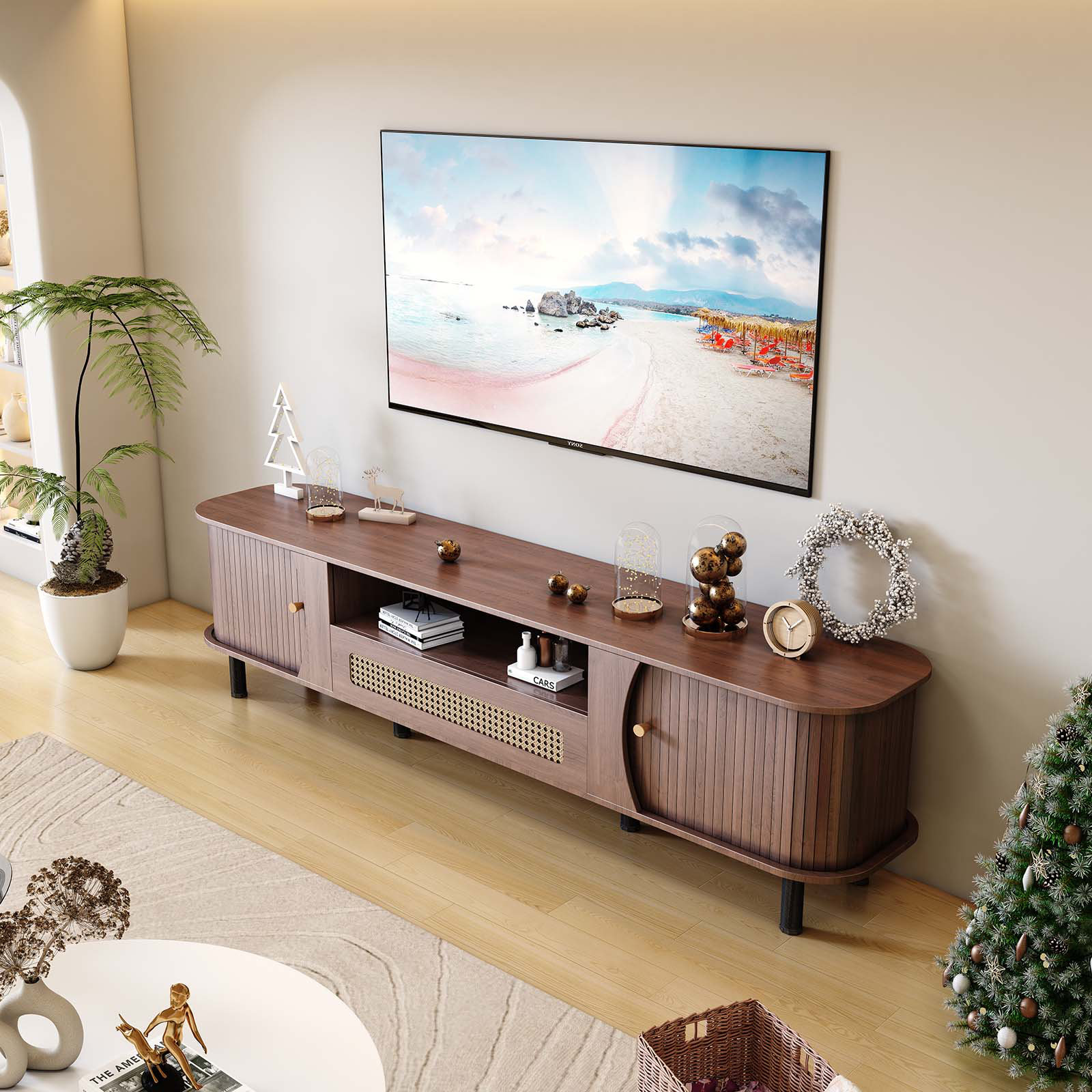 Wondrous Iconic Modern Curved TV Stand For Tvs Up To 80 Inches ...